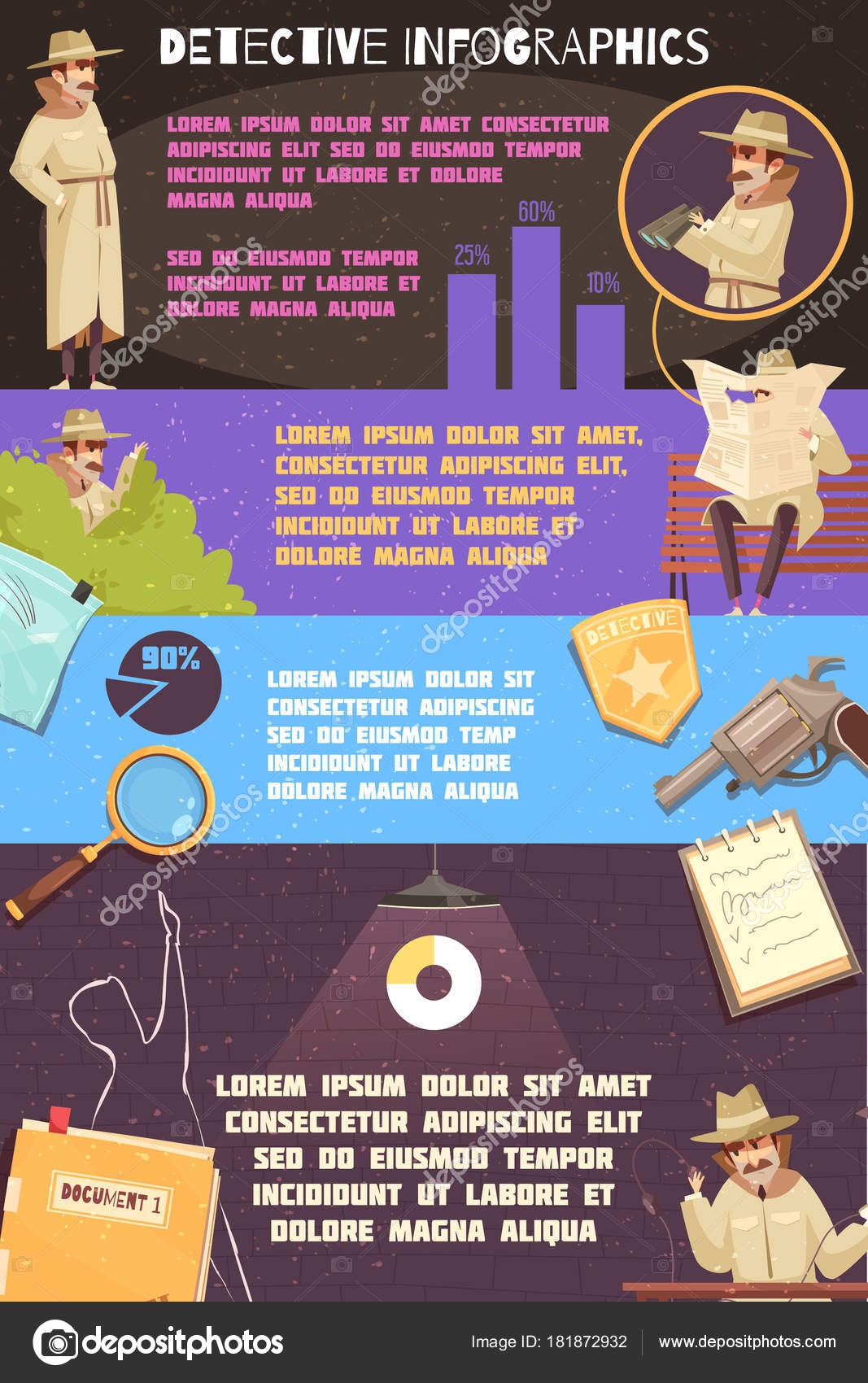 Detective Agency Infographics Poster Stock Vector Image by ©macrovector ...
