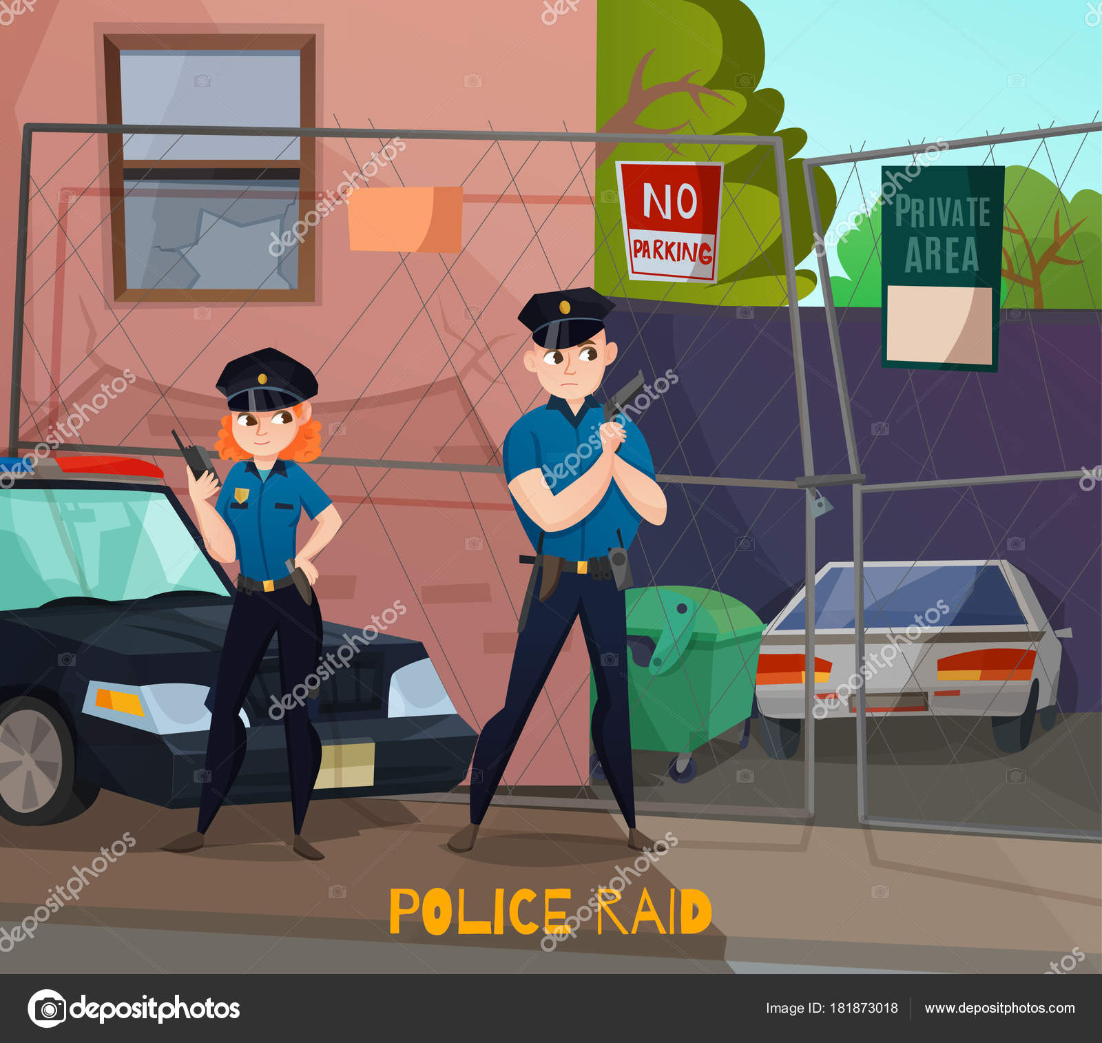 Police Raid Cartoon Composition Stock Vector Image by ©macrovector ...