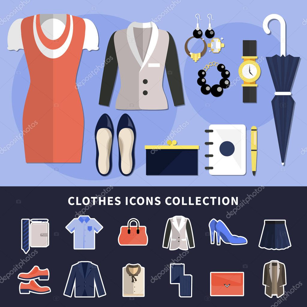 Colección icono de ropa Vector de Stock de ©macrovector 182326612