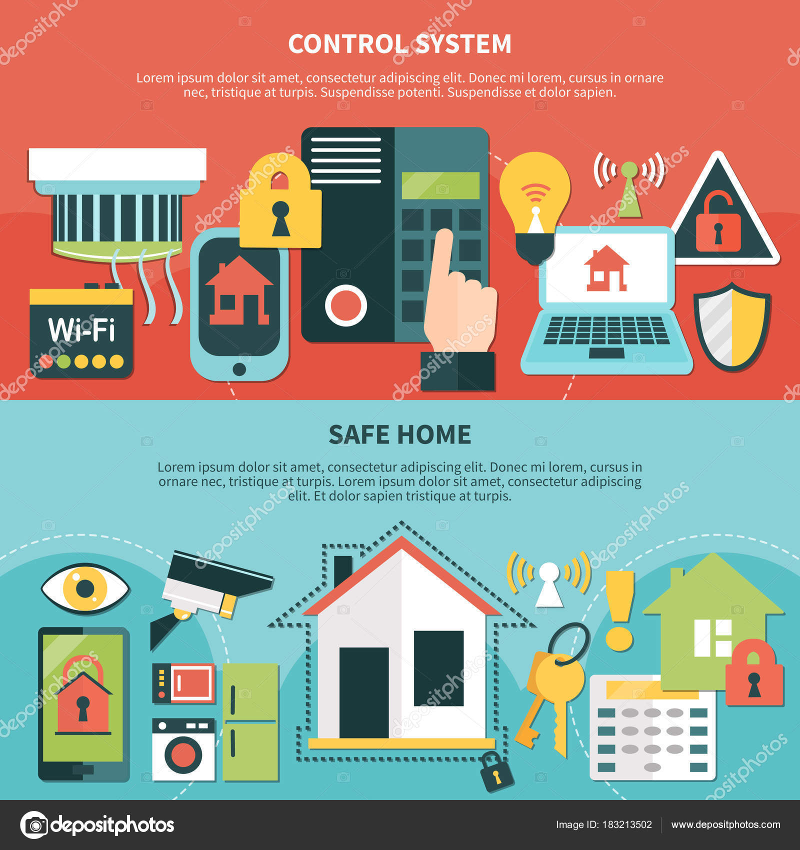 Control System Safe Home Banners Stock Vector Image by ©macrovector ...