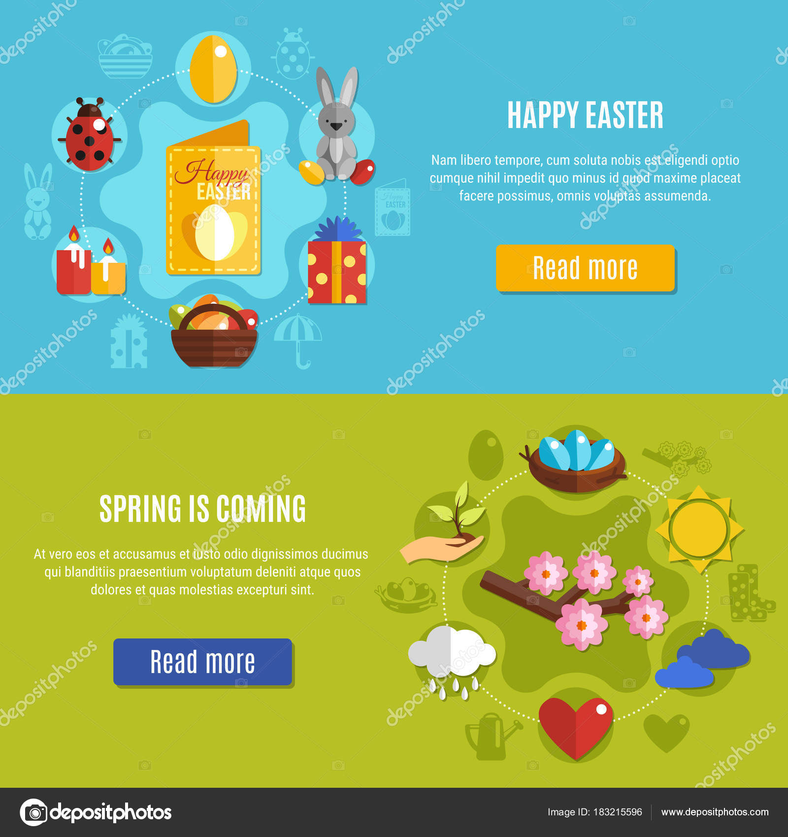 Spring Easter Banners Set Stock Vector Image by ©macrovector #183215596