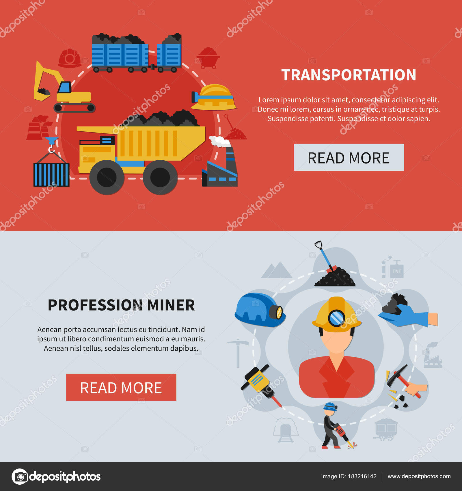 Mining Banners Set Stock Vector by ©macrovector 183216142