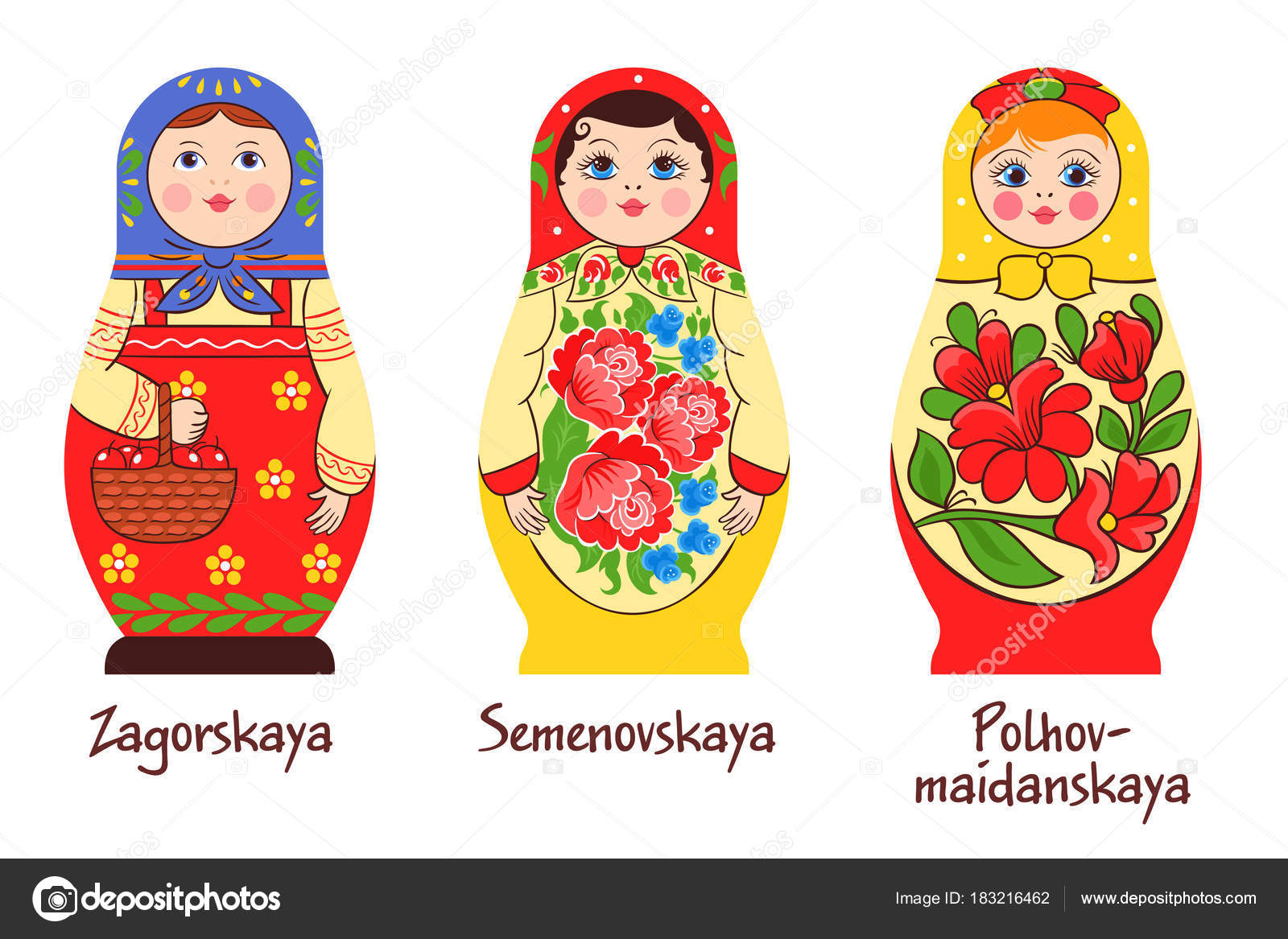 Russian Matryoshka Styles Collection Stock Vector Image by ©macrovector ...