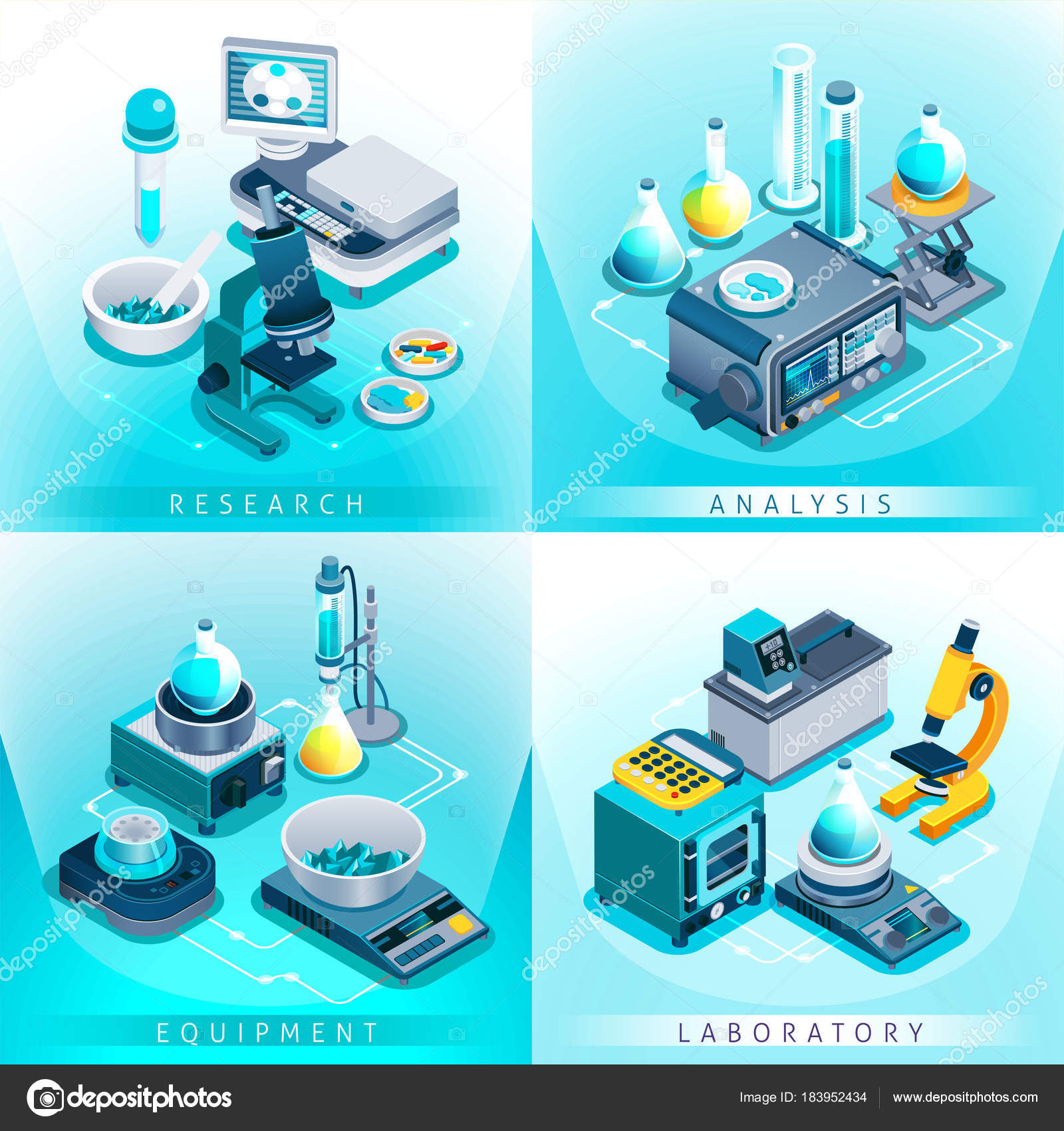 Laboratory Equipment Isometric Design Concept Stock Vector by ...