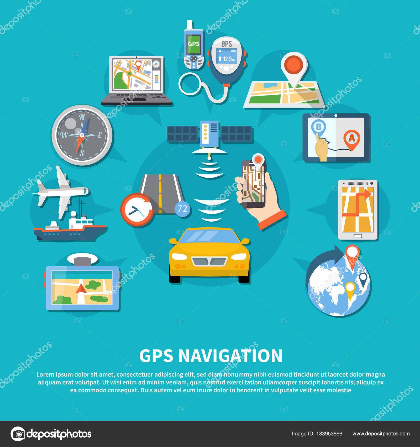GPS Navigation System Background Stock Vector Image by ©macrovector ...