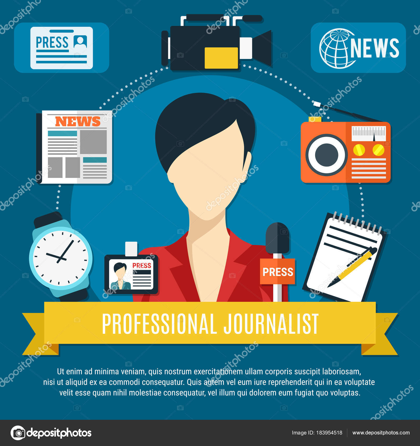 Professional Journalist Background Stock Vector by ©macrovector 183954518
