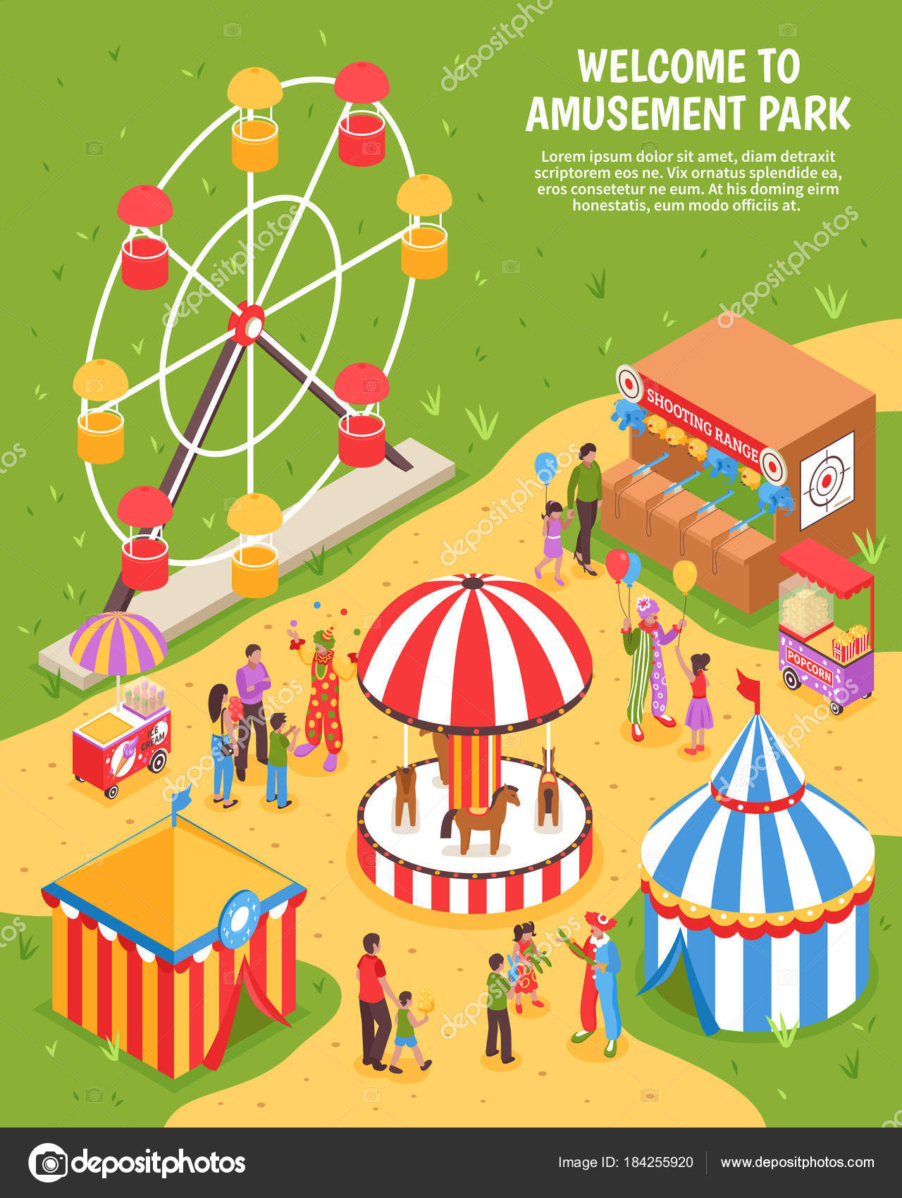 Amusement Park Isometric Poster Stock Vector Image by ©macrovector ...