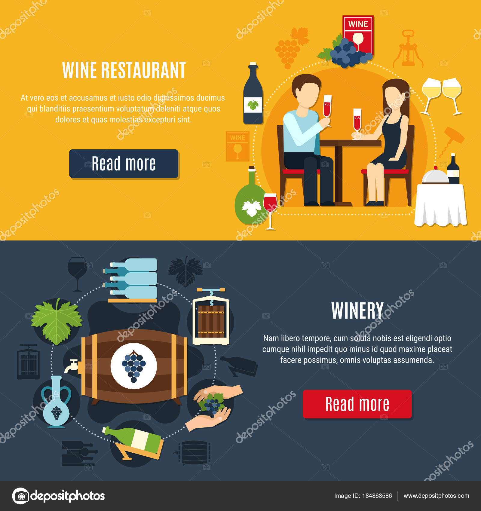 Flat Wine Banners Set Stock Illustration by ©macrovector #184868586 Flat Wine Banners Set Stock Illustration by ©macrovector #184868586