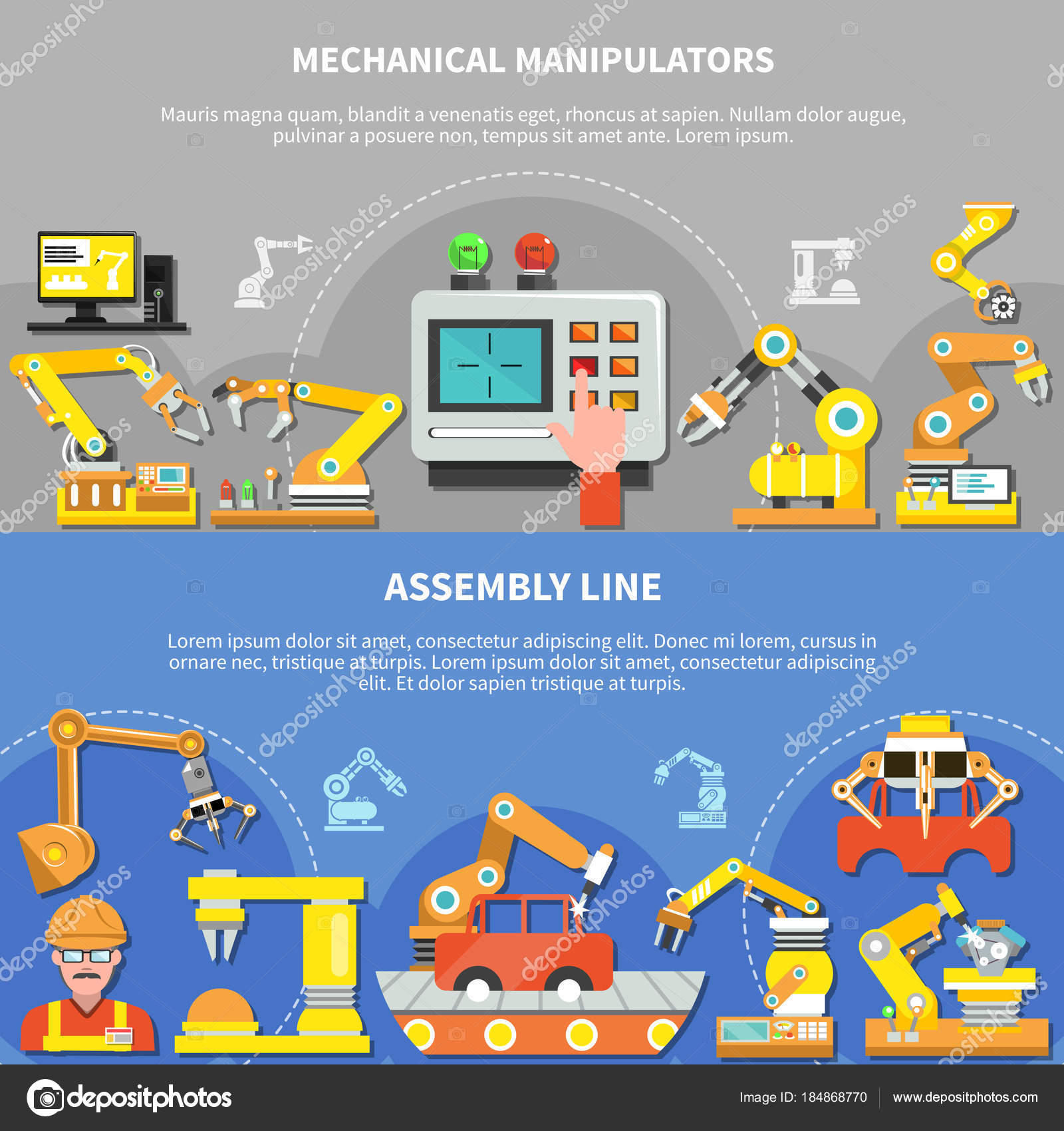 Two Robotic Arm Composition Set Stock Vector Image by ©macrovector ...