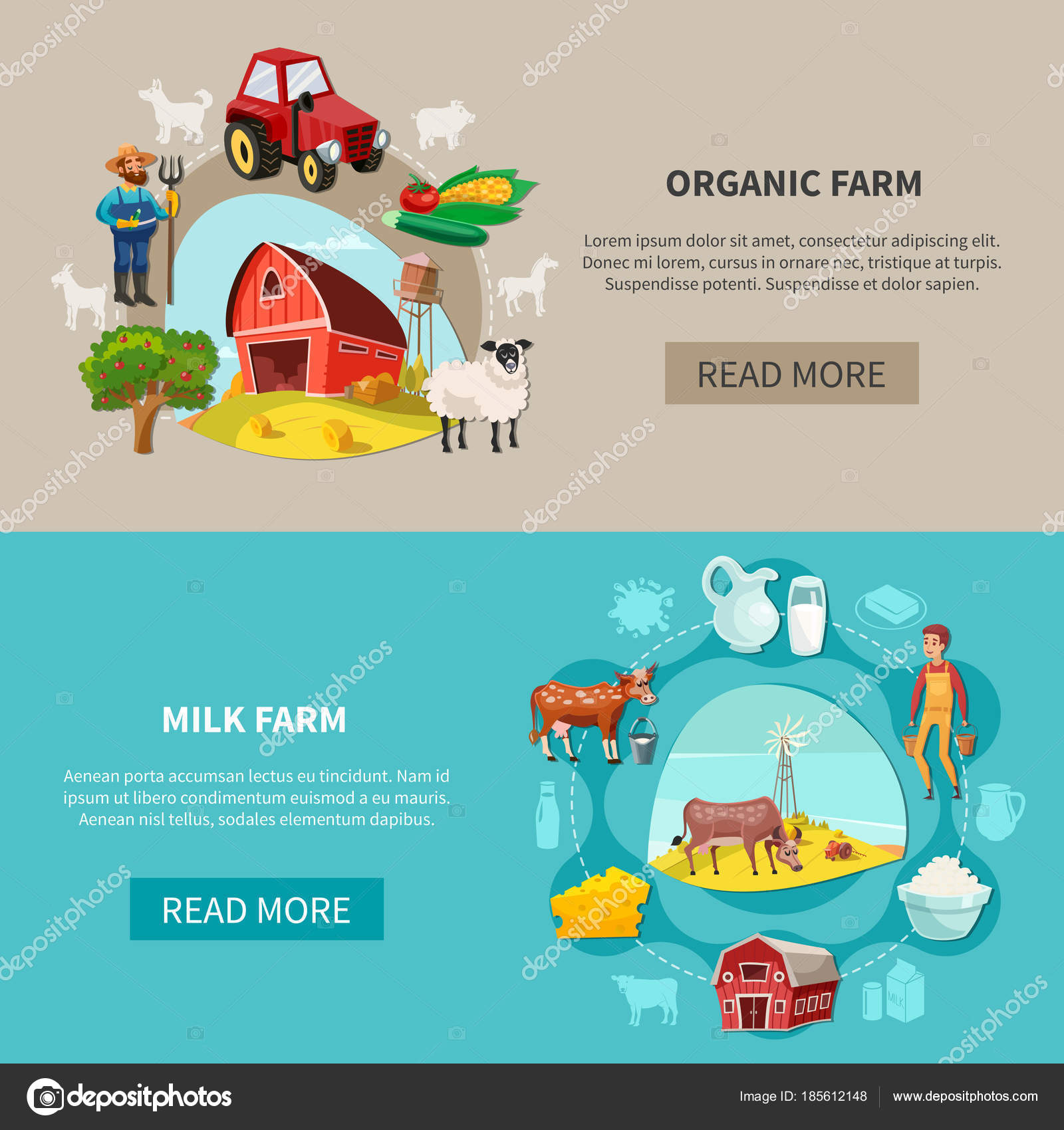 Farm Banner Set Stock Vector Image by ©macrovector #185612148