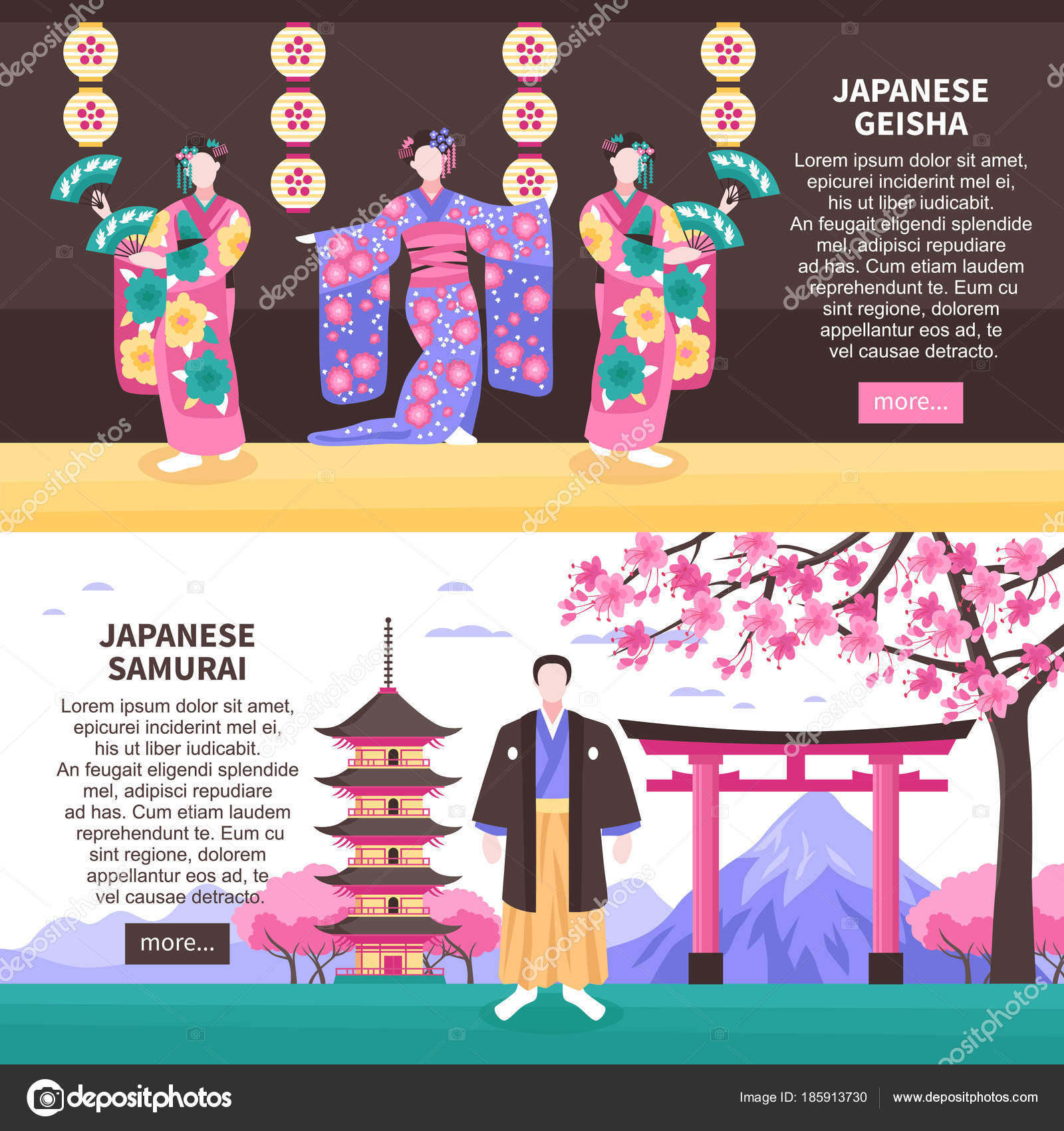 Ancient Japan Banners Stock Vector by ©macrovector 185913730