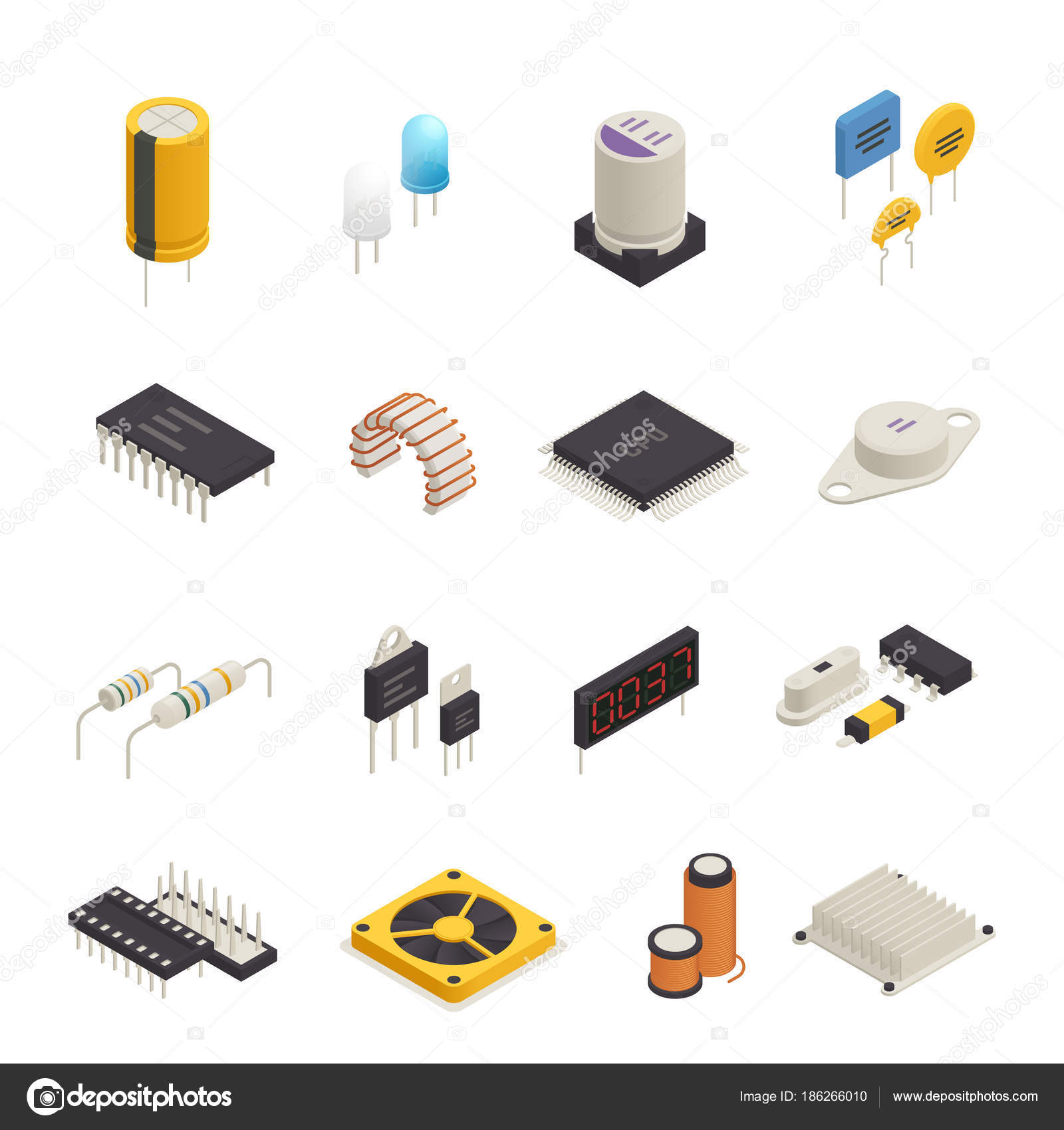 Semiconductor Electronic Components Isometric Set — Stock Vector ...