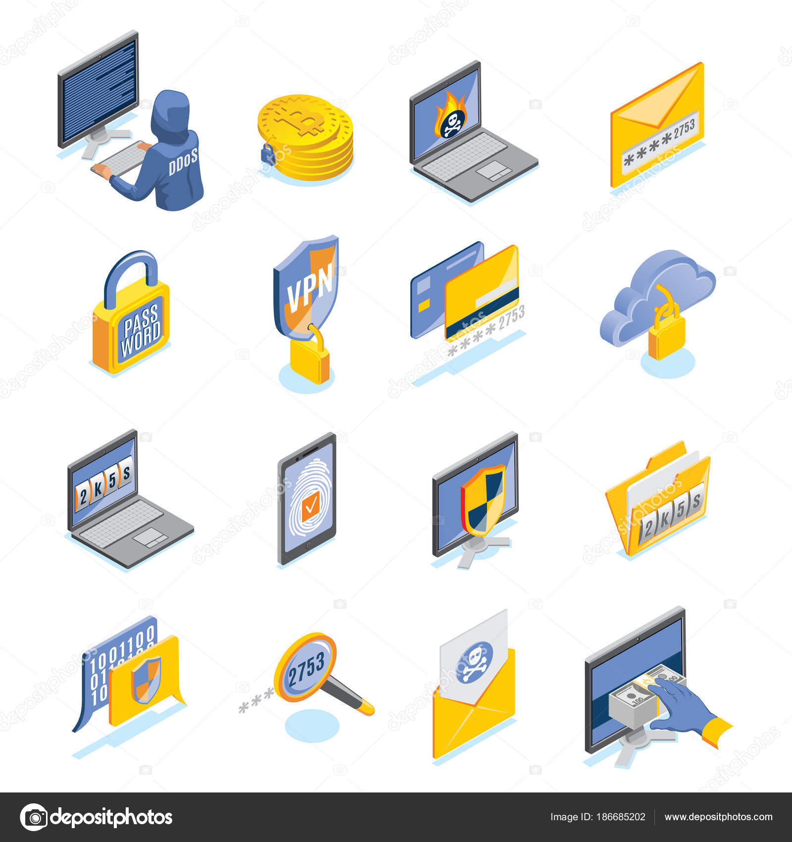 Cyber Security Isometric Icons Set — Stock Vector © macrovector #186685202 Cyber Security Isometric Icons Set — Stock Vector © macrovector #186685202