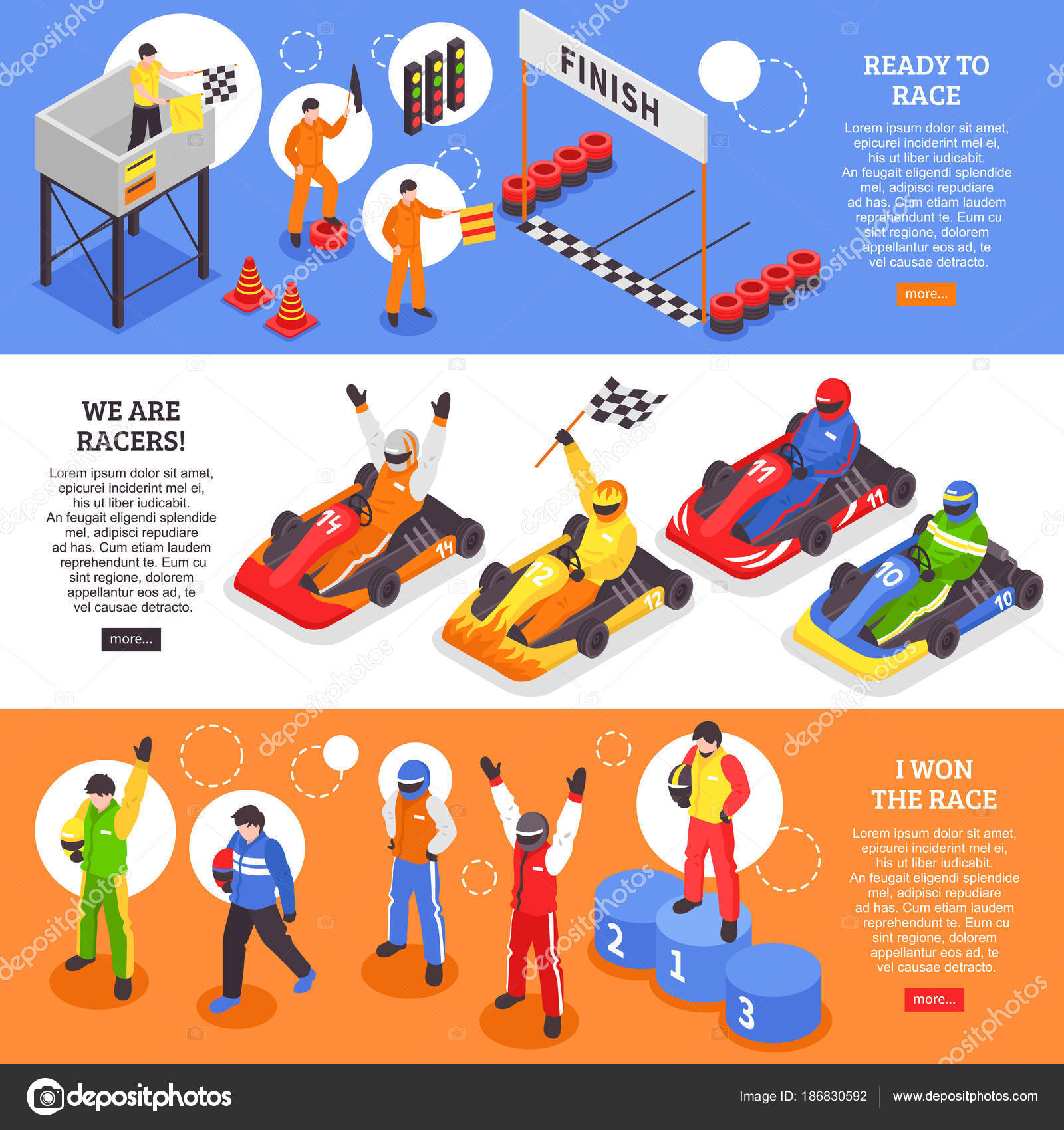 Cart Racers Horizontal Banners Stock Vector Image by ©macrovector ...