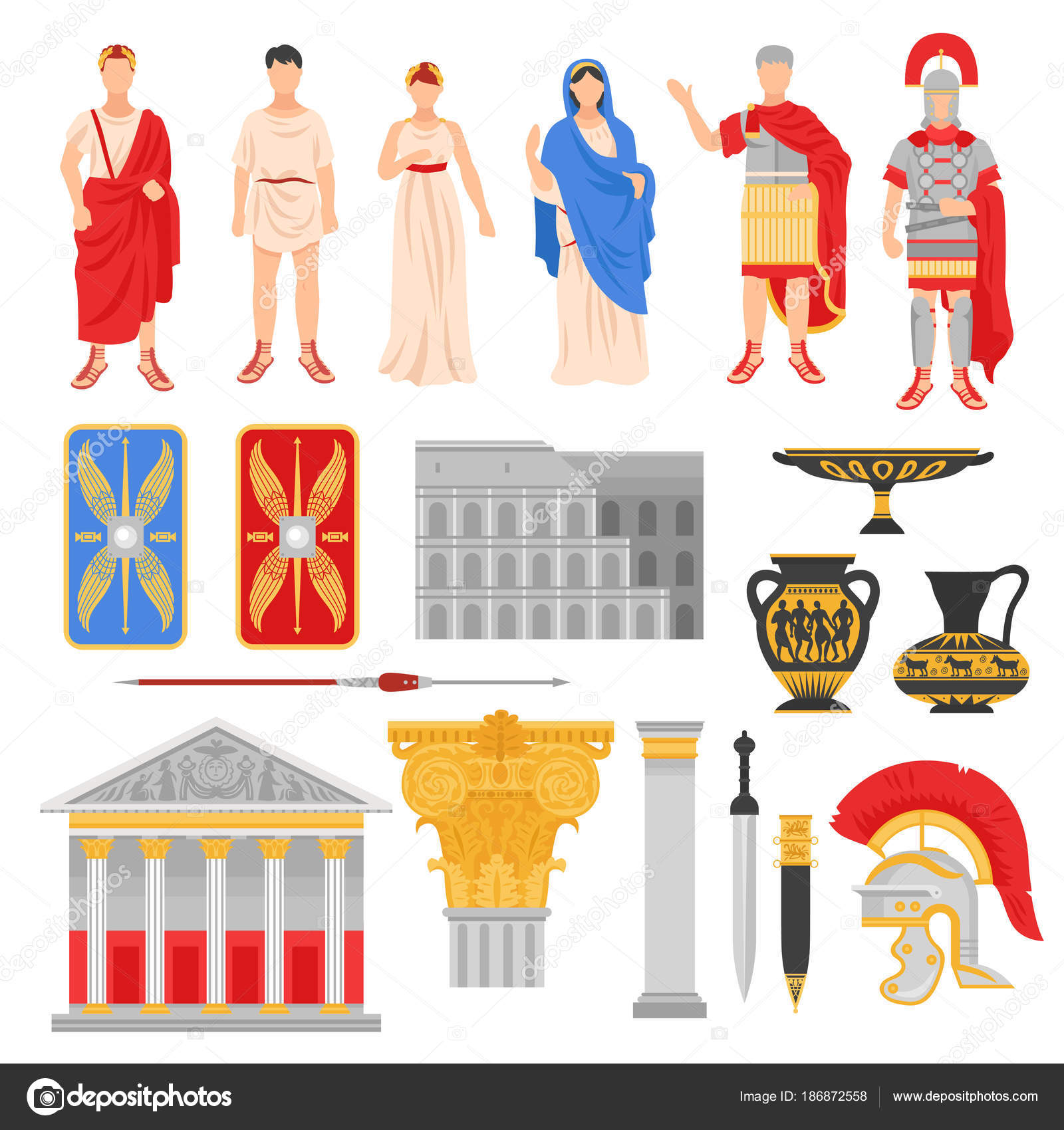 Imperial Rome Icons Set Stock Vector Image by ©macrovector #186872558