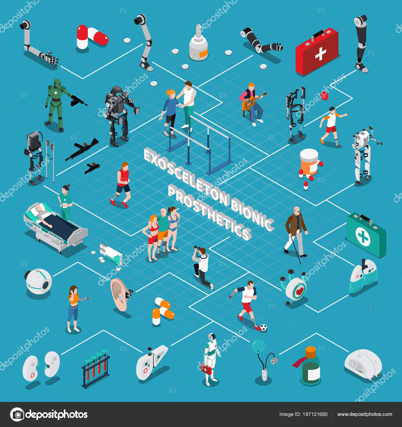 Exoskeleton Isometric Flowchart Stock Vector Image by ©macrovector ...