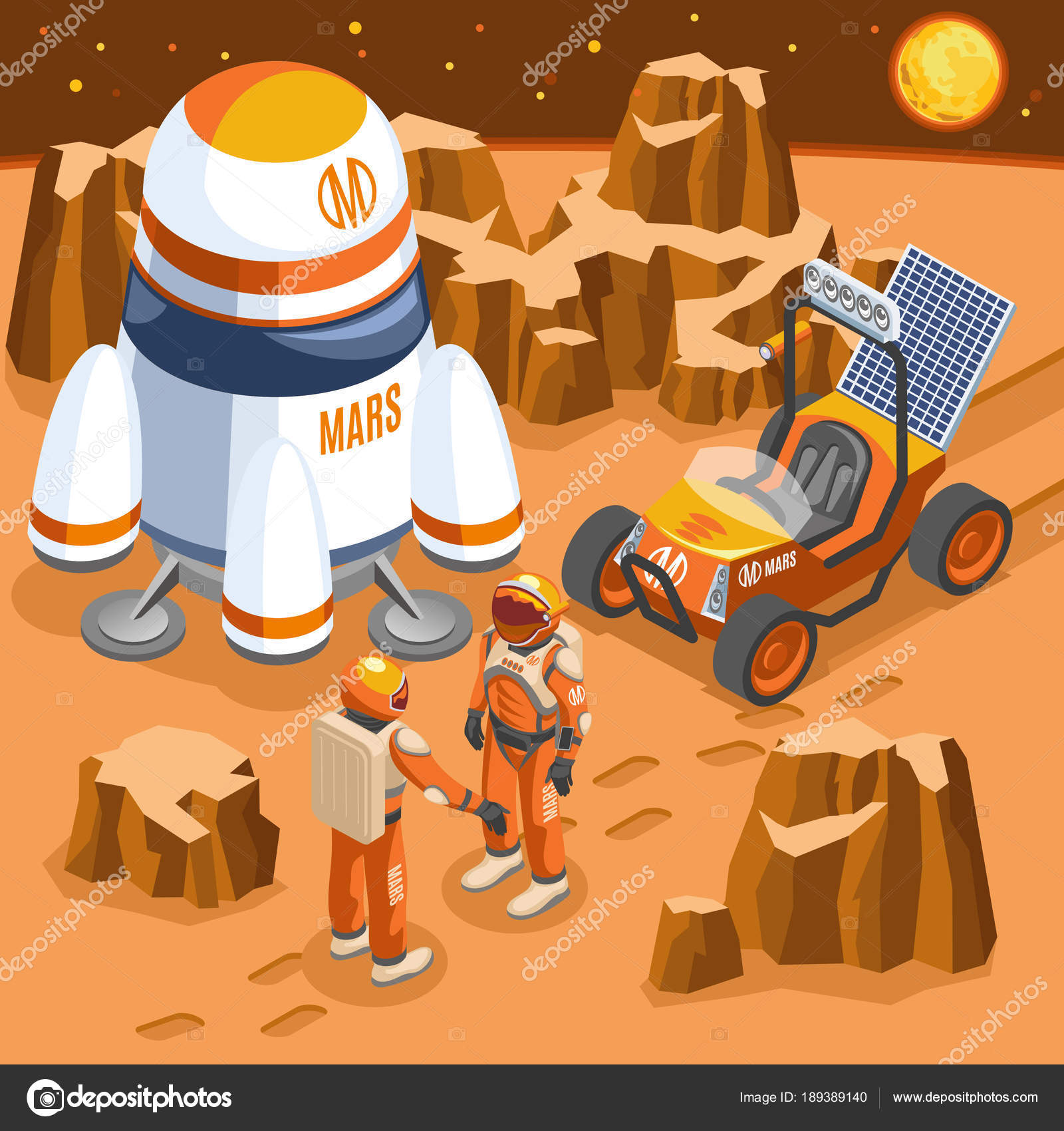 Mars Exploration Isometric Illustration Stock Vector Image by ...