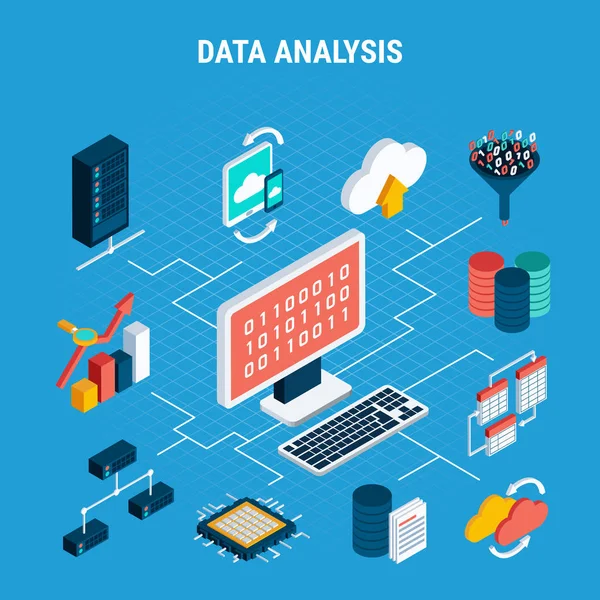 Data analysis isometric — Stock Vector © macrovector #58781035