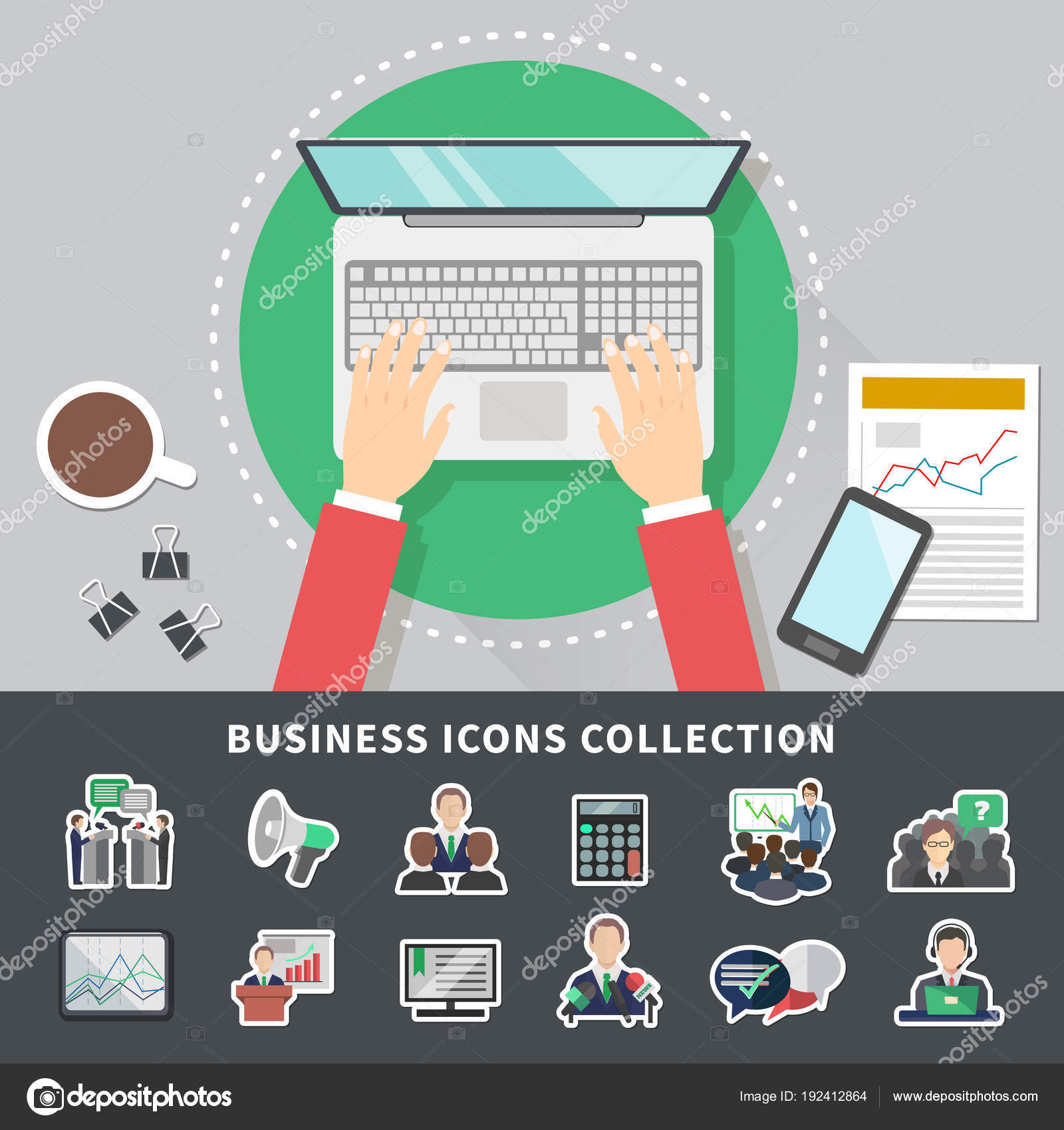 Business Icons Collection Background Stock Vector Image by ©macrovector ...