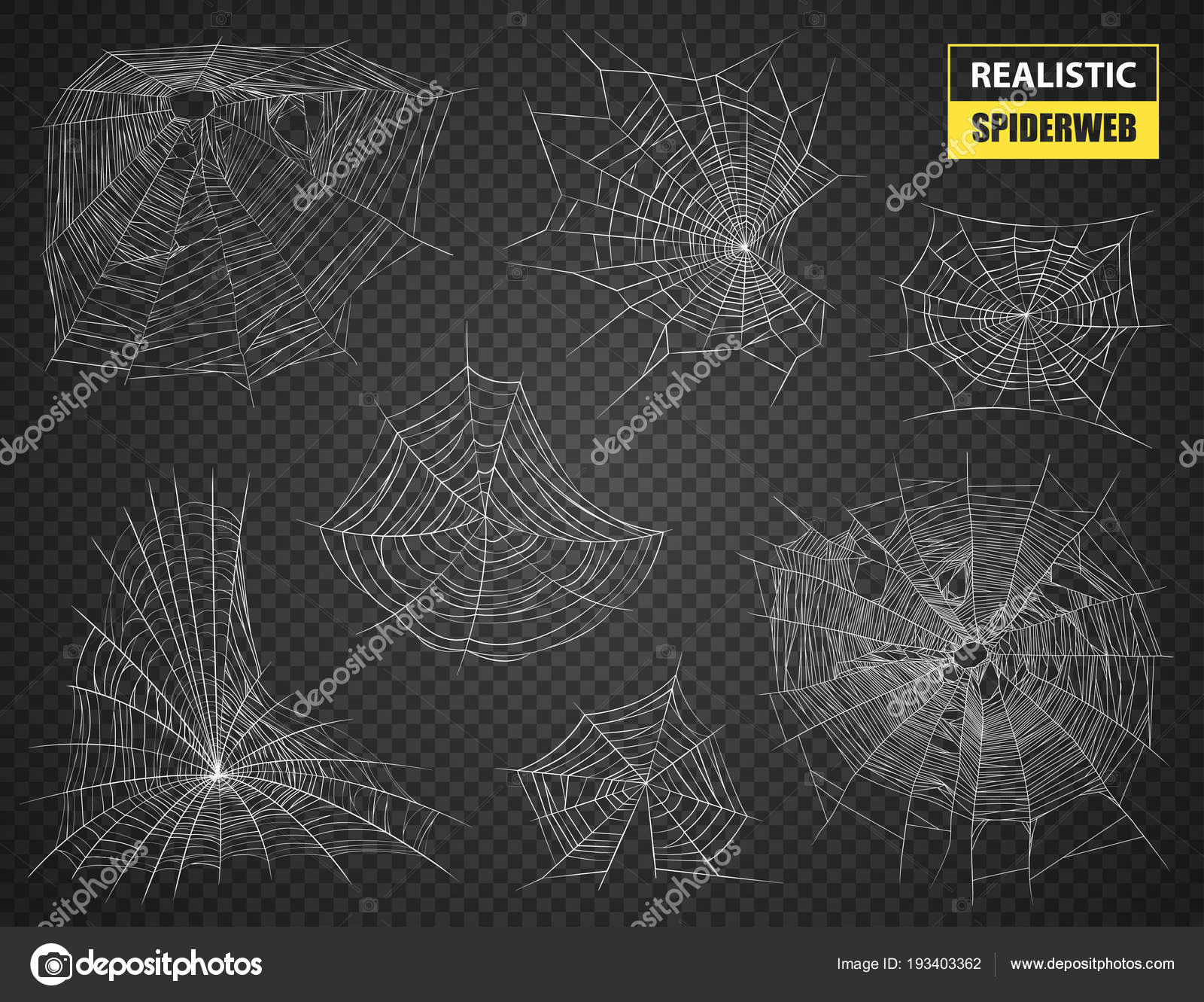 Realistic Spiderweb Transparent Set Stock Vector Image by ©macrovector ...
