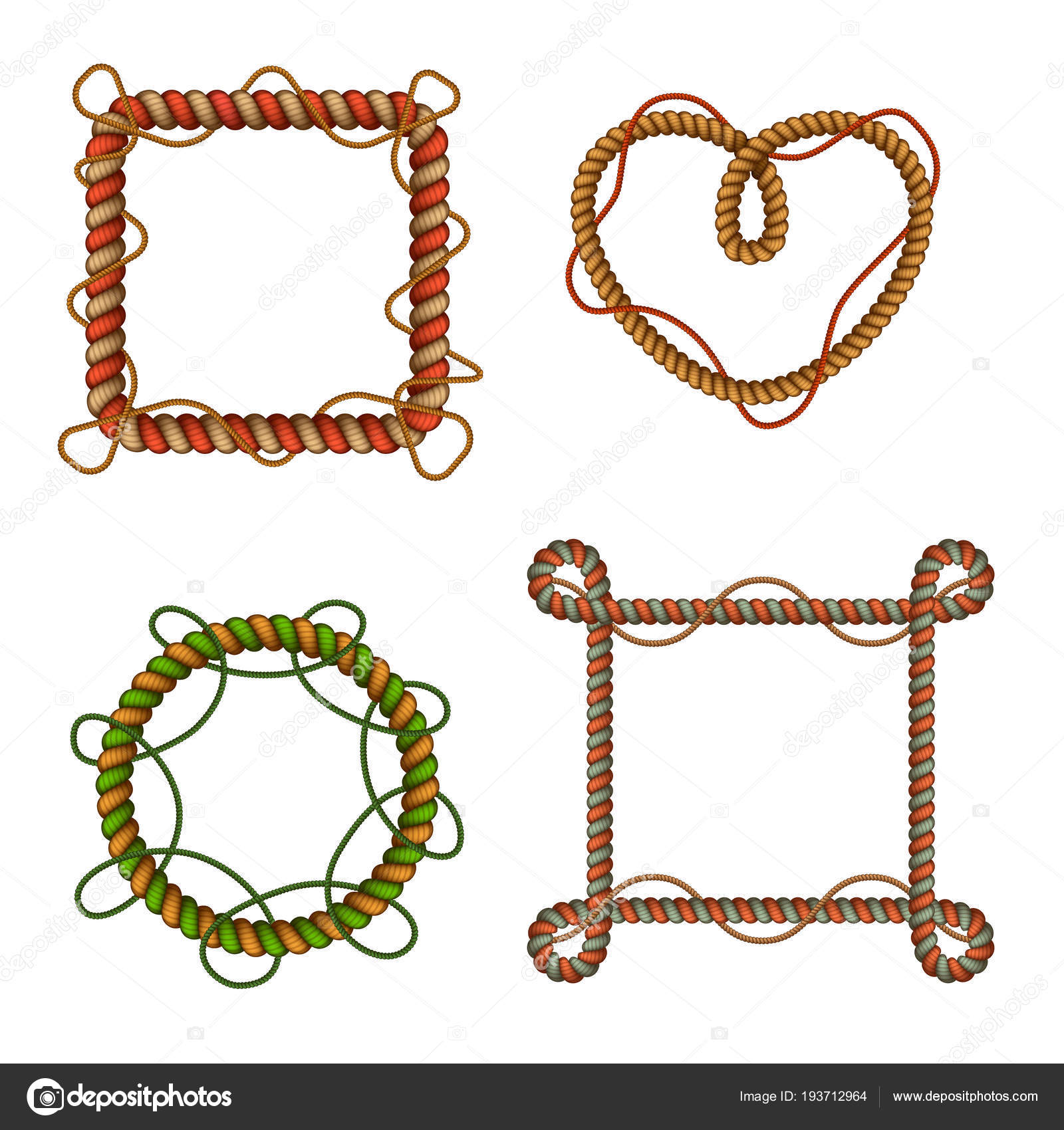 Rope Frames Realistic Set Stock Vector Image by ©macrovector #193712964