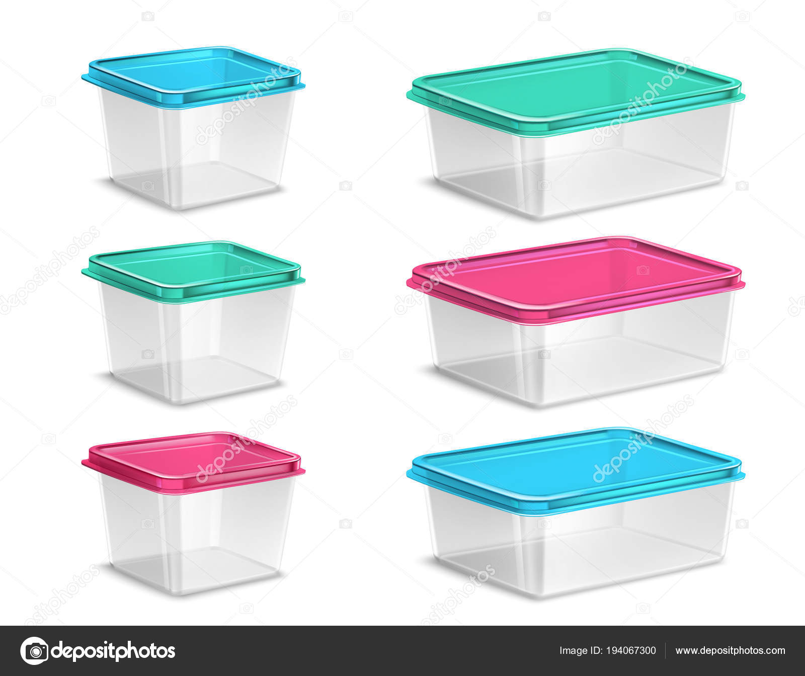 Colored Plastic Food Containers Stock Vector by ©macrovector 194067300