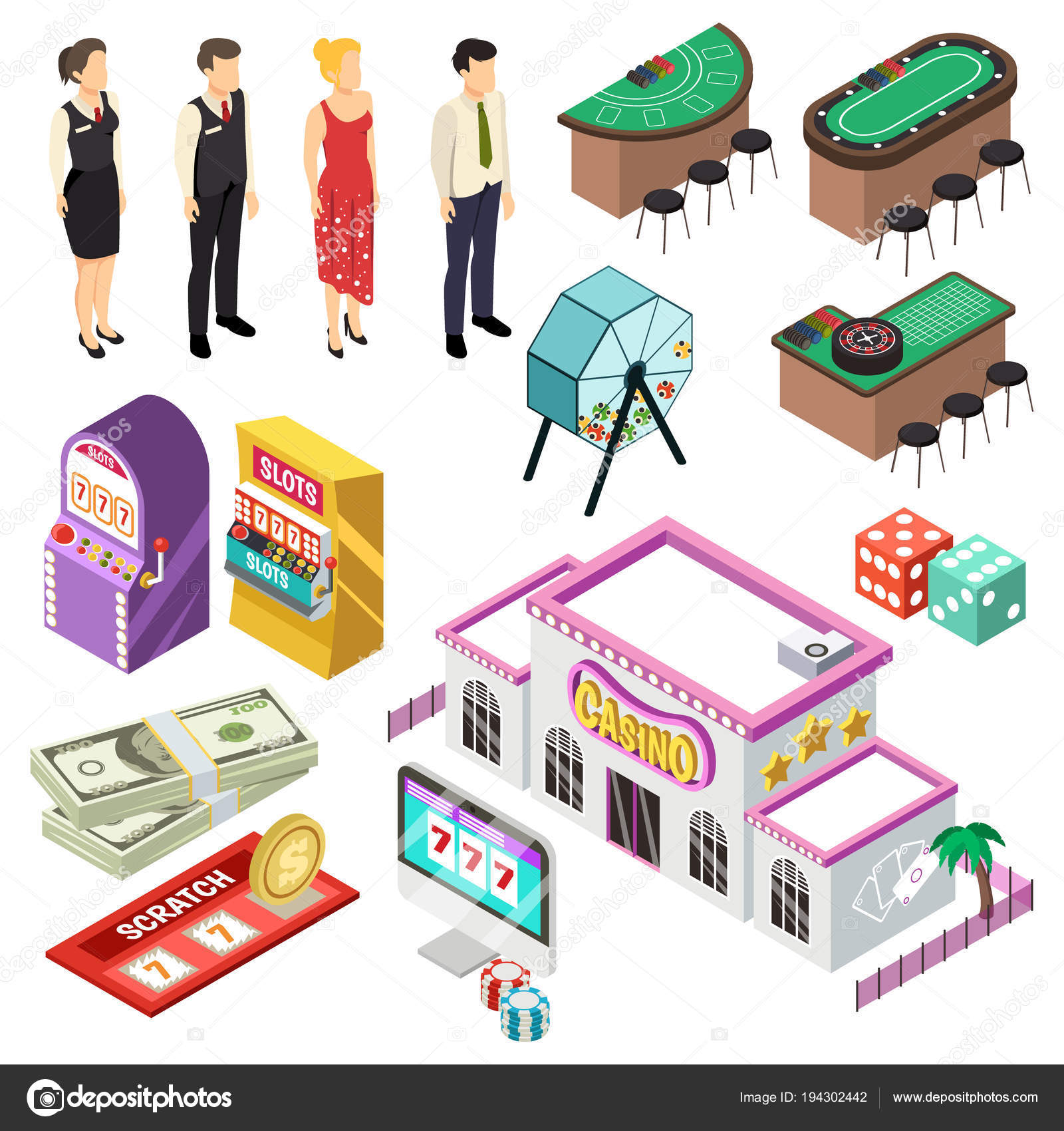Casino Isometric Set — Stock Vector © macrovector #194302442