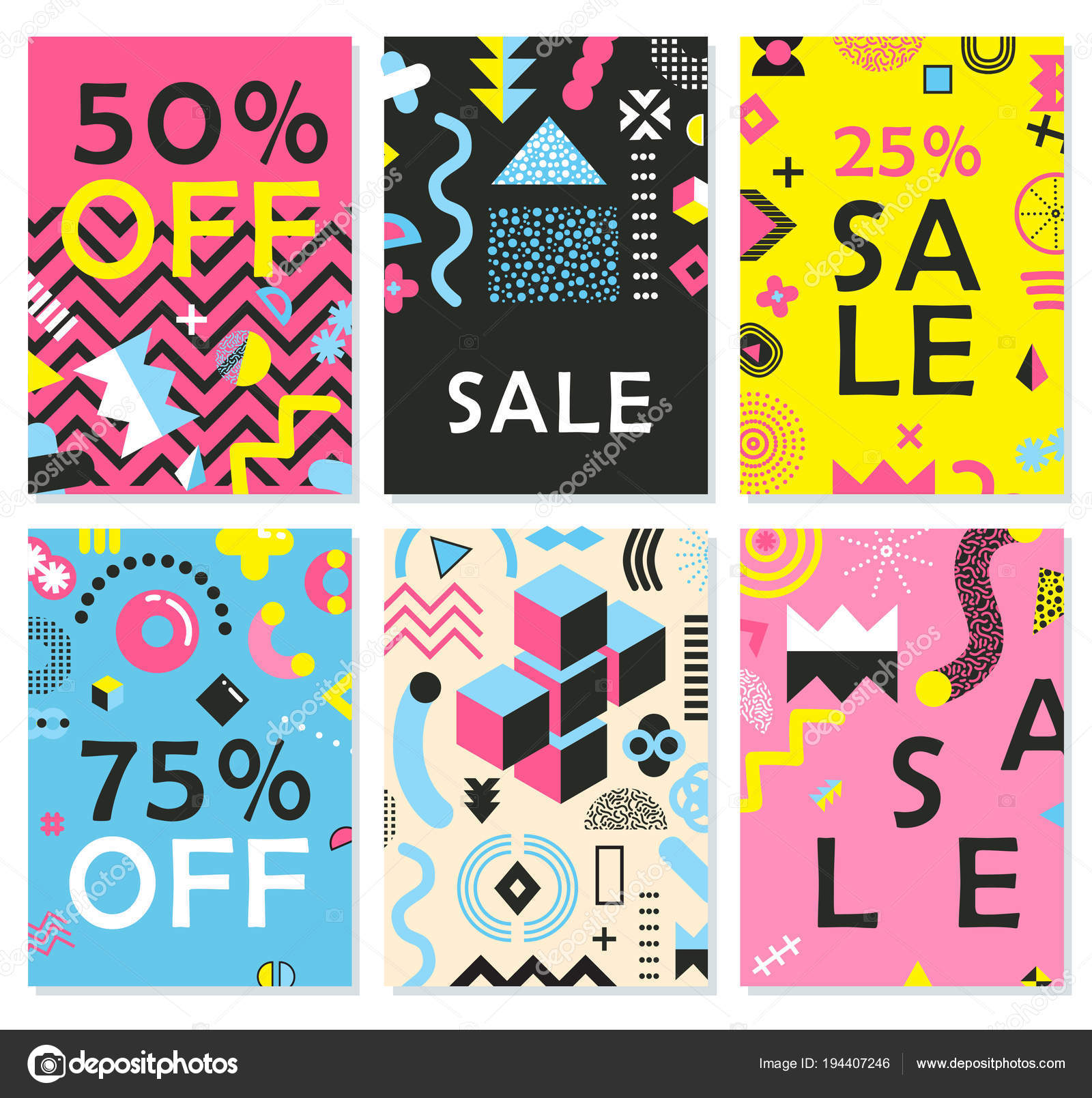 Memphis Design Elements Cards Stock Vector by ©macrovector 194407246