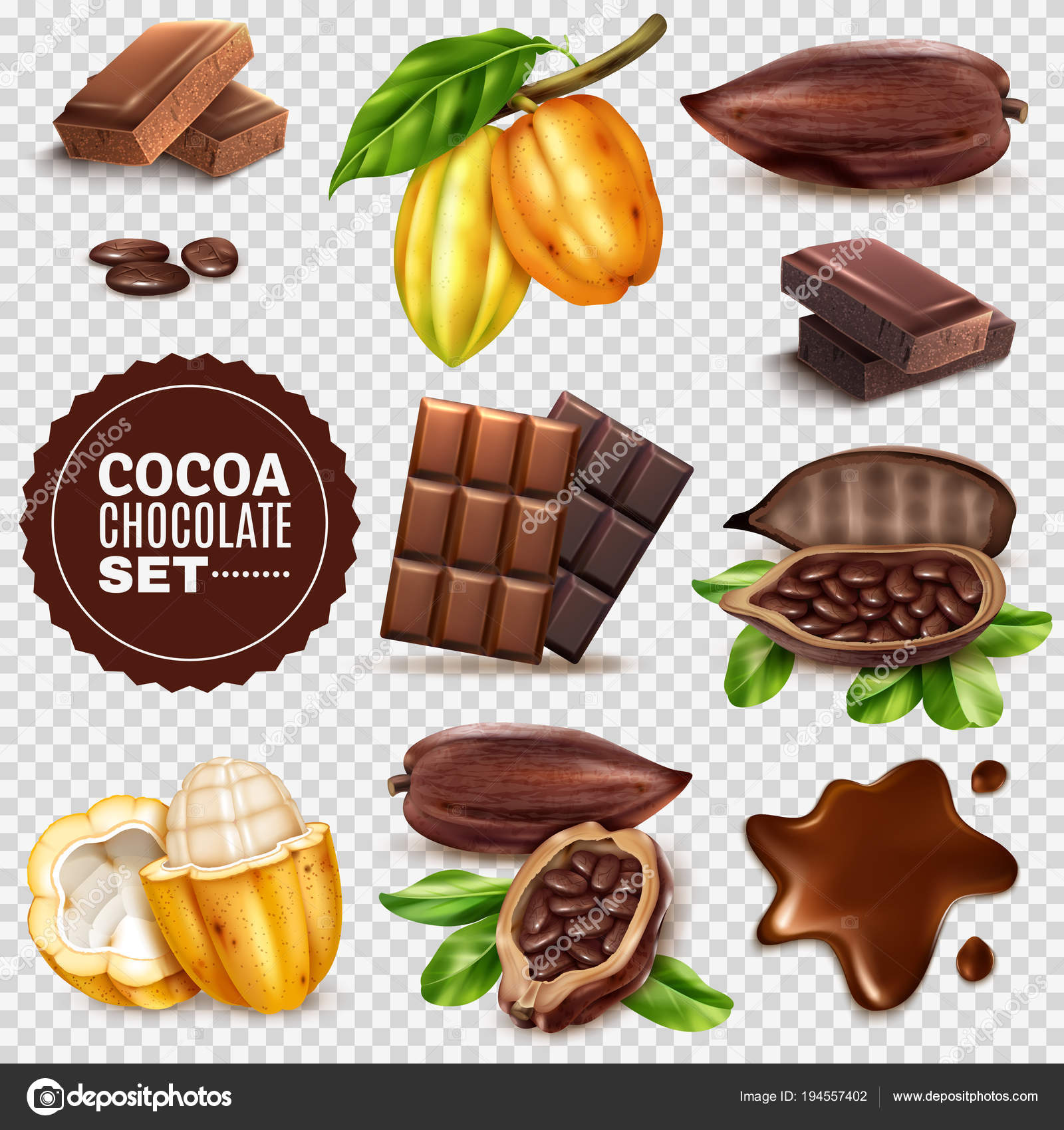 Realistic Cocoa Transparent Background Set Stock Vector by ©macrovector ...