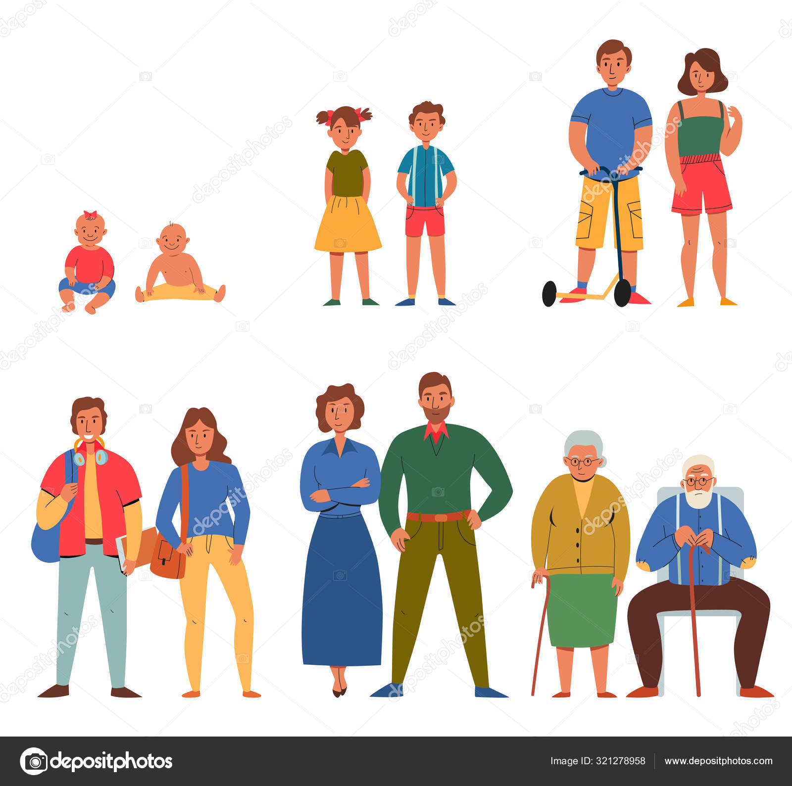 Conjunto de iconos de generaciones Stock Vector by ©macrovector 321278958