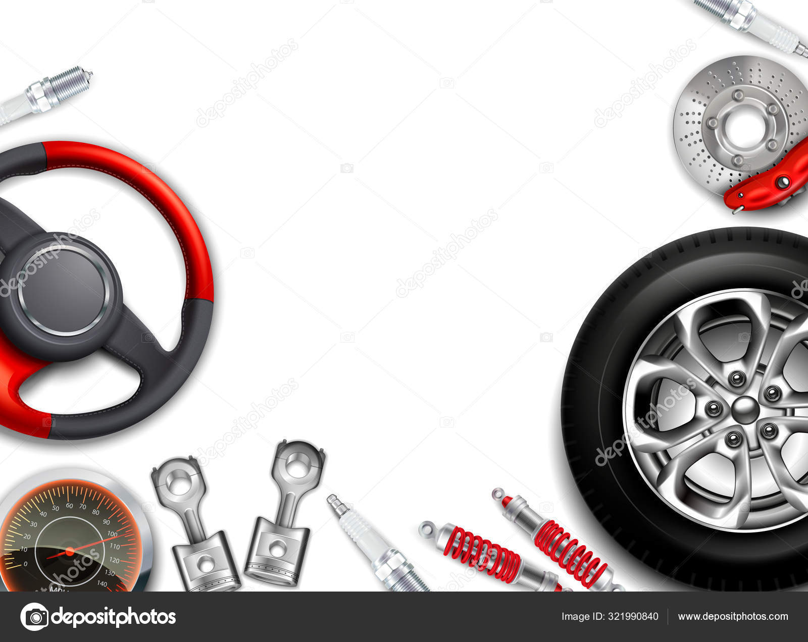 Car Parts Realistic Background Stock Vector Image by ©macrovector ...