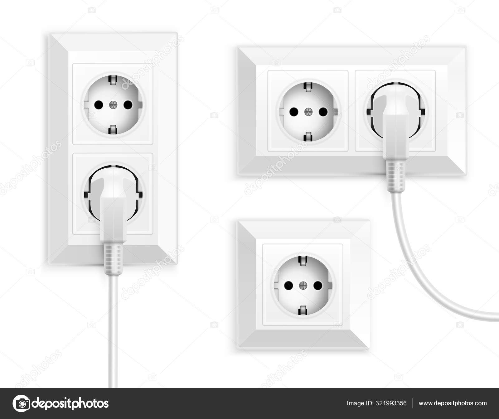 Realistic Power Outlets Set Stock Vector by ©macrovector 321993356
