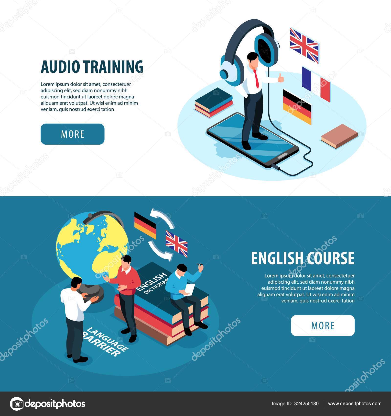 Language Training Banners Set — Stock Vector © macrovector #324255180