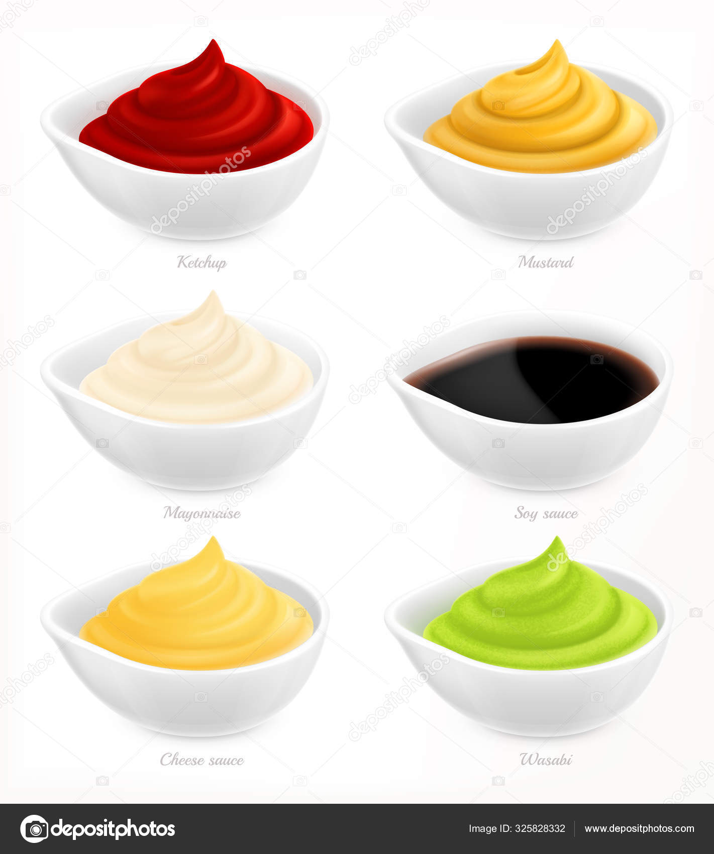 Set de iconos realistas de salsa Vector de Stock de ©macrovector 325828332