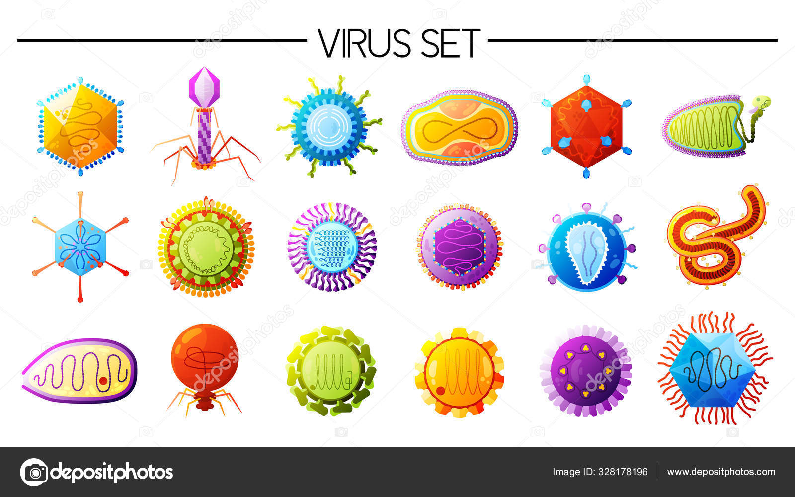 Viruses Colorful Set — Stock Vector © macrovector #328178196