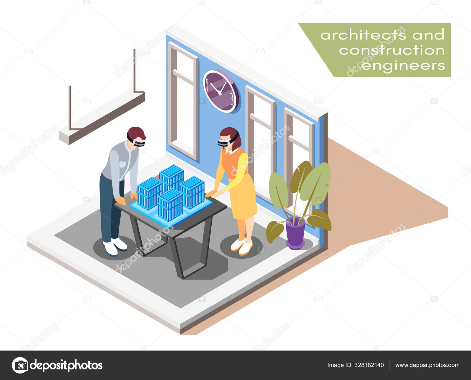 Architects Construction Engineers Composition Stock Vector Image by ©macrovector #328182140