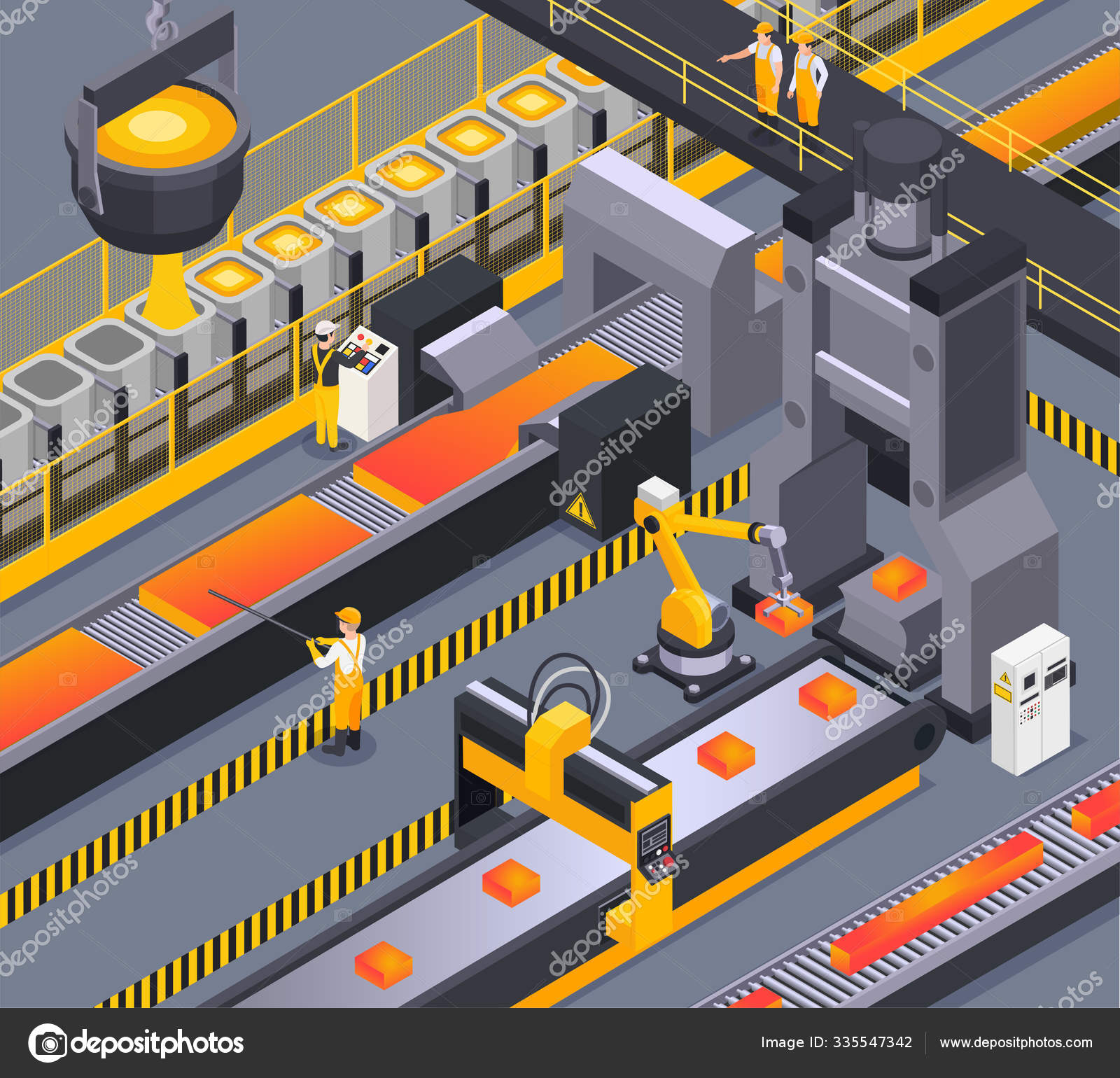 Metalworking Isometric Background Stock Vector by ©macrovector 335547342