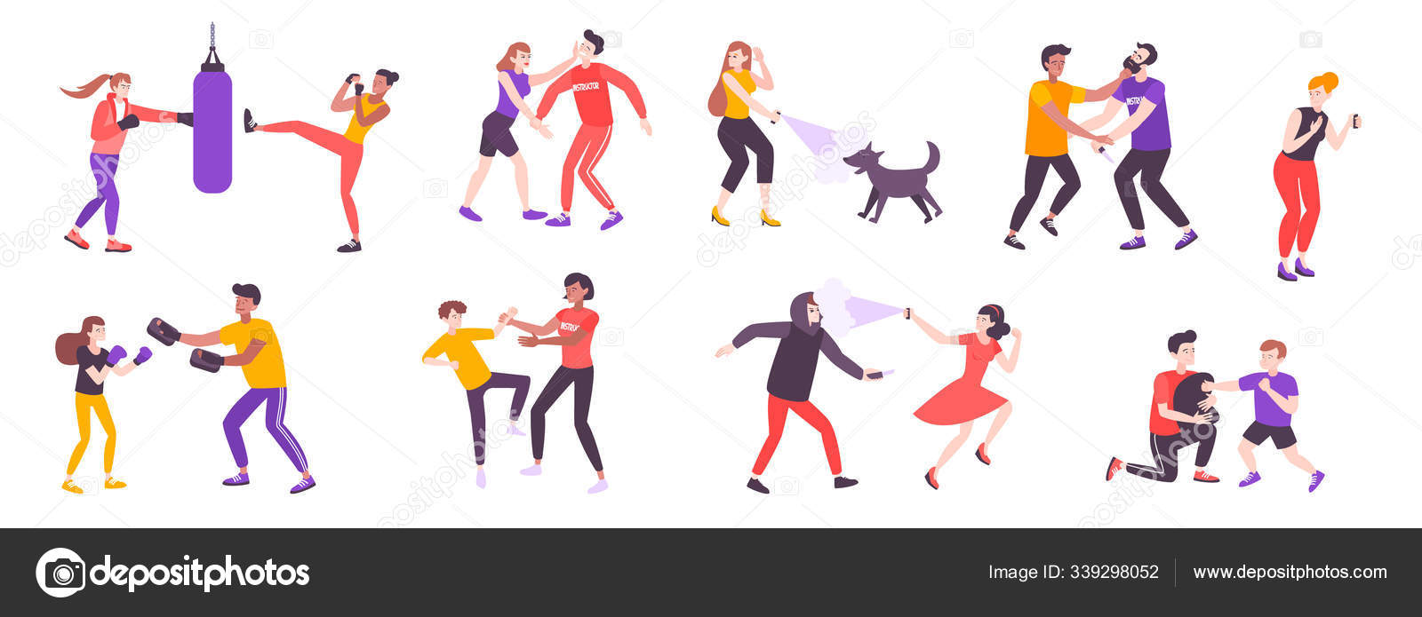 Self Defense Icon Set Stock Vector by ©macrovector 339298052