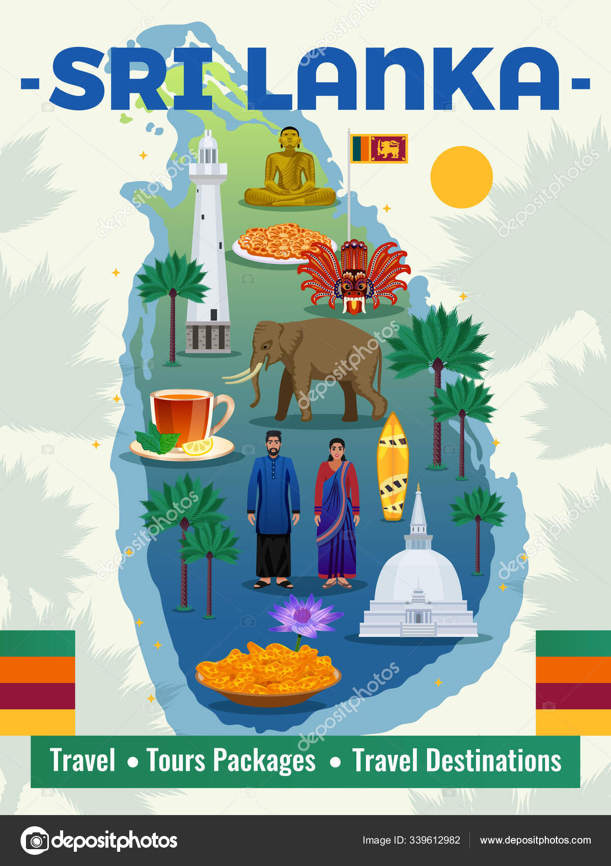 Sri Lanka Travel Poster Stock Vector by ©macrovector 339612982