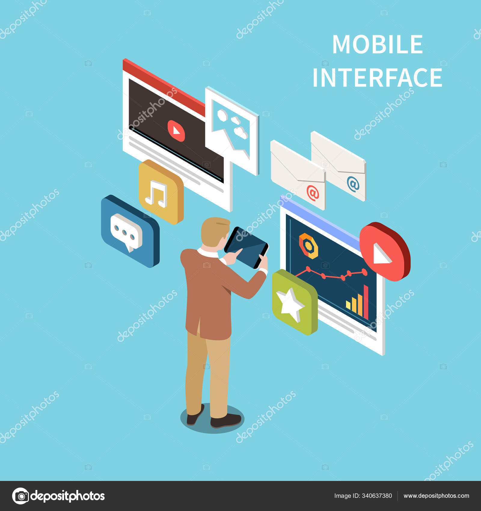 Mobile Interface Isometric Background Stock Vector Image by ...