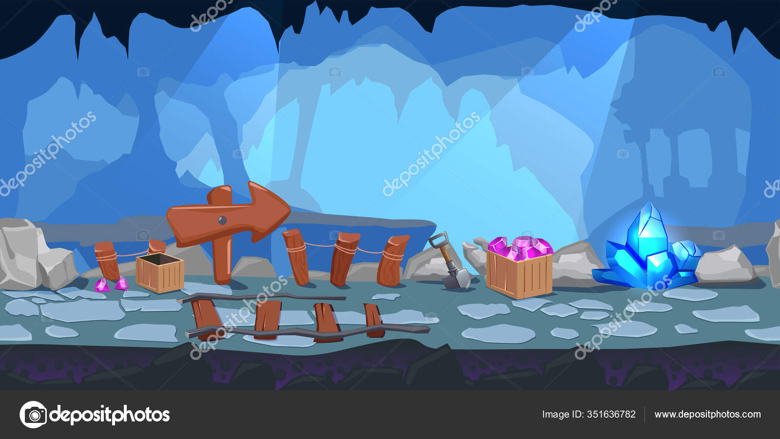 Mining Game Level Design Composition Stock Vector Image by ©macrovector ...