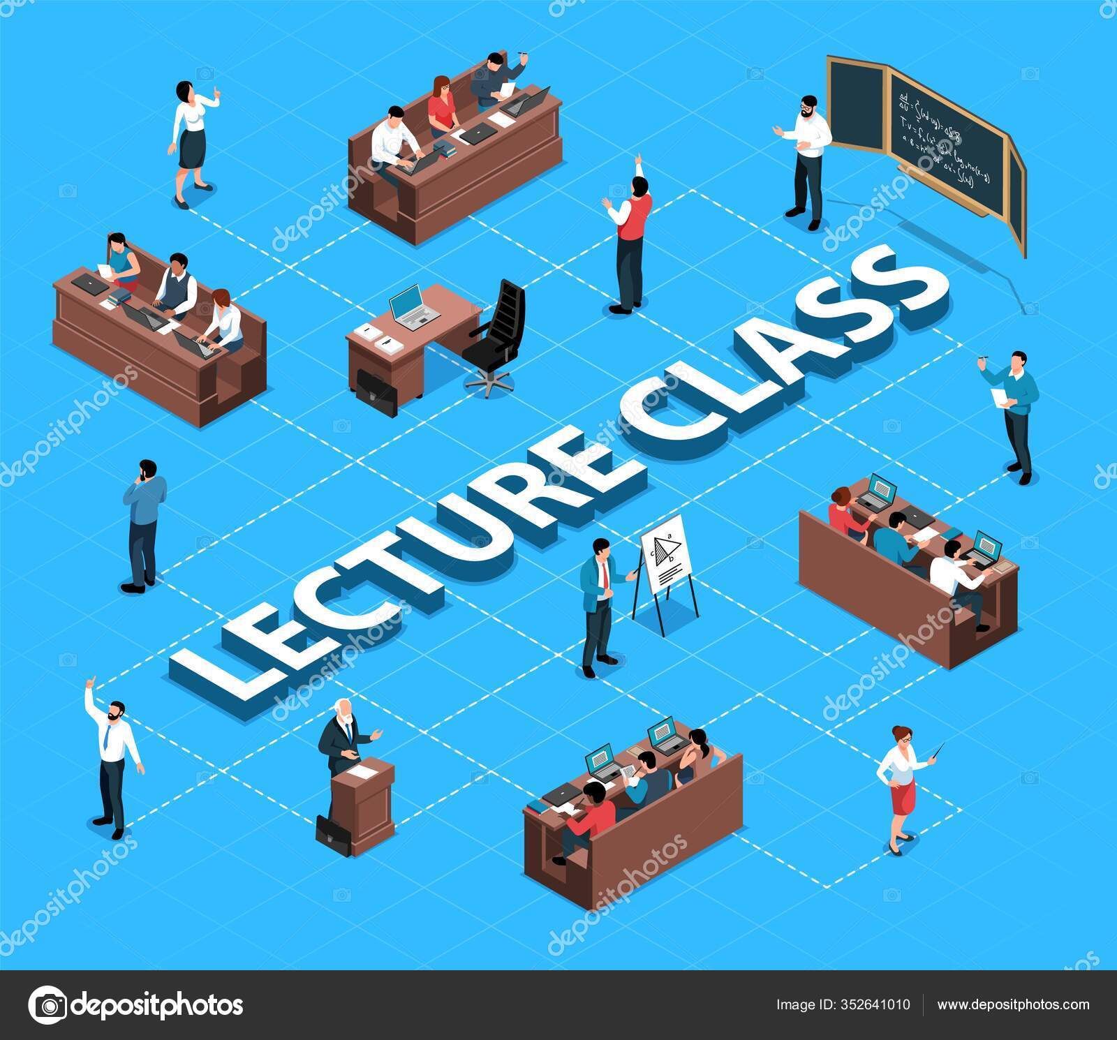 Lecture Isometric Flowchart Composition Stock Vector Image by ...