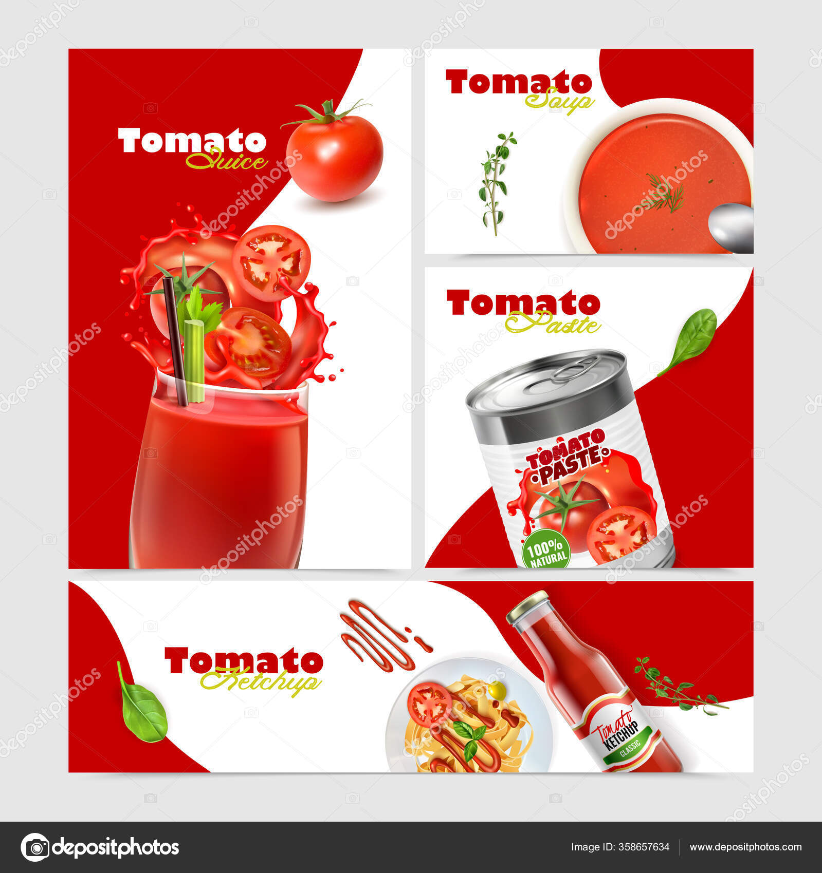 Realistic Tomato Banners Set Stock Vector Image by ©macrovector #358657634