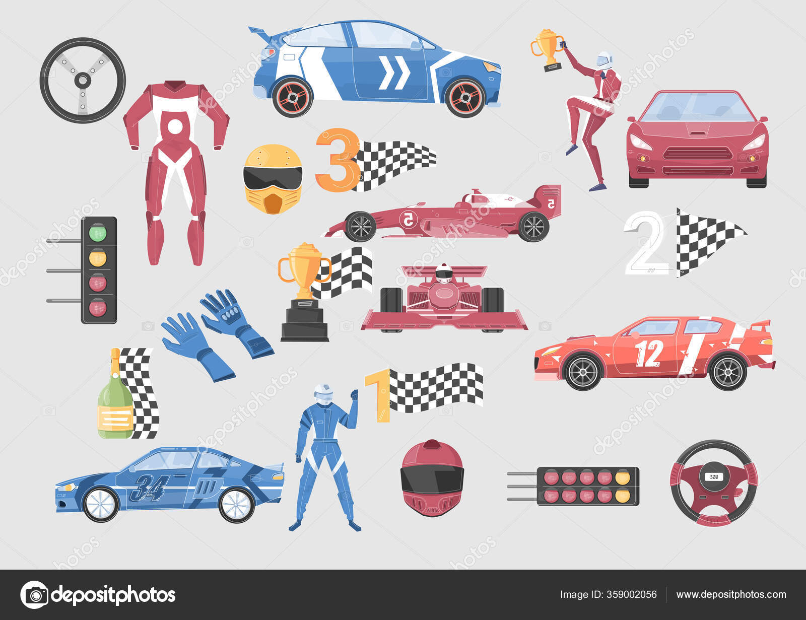 Racing Car Flat Set Stock Vector by ©macrovector 359002056