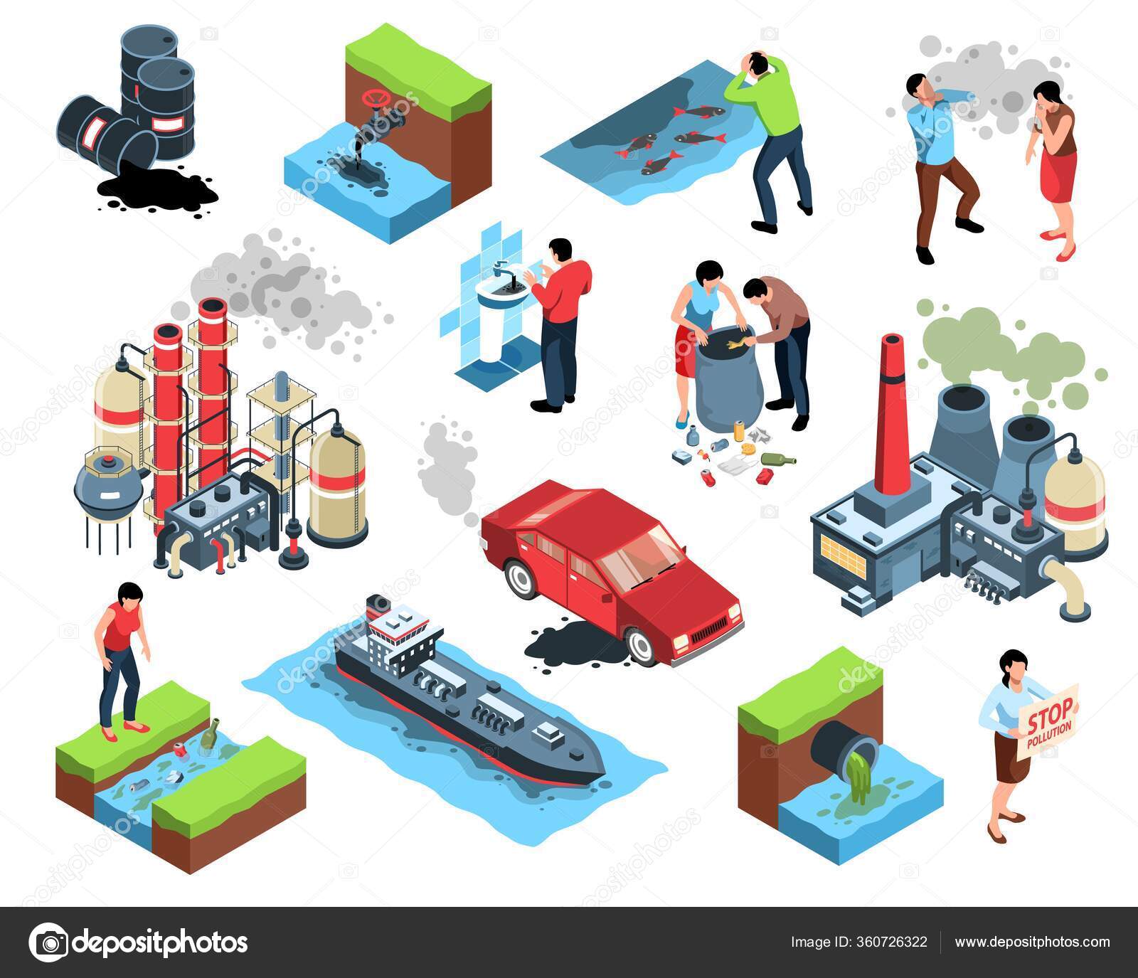 Environmental Pollution Icon Set Stock Vector Image by ©macrovector ...