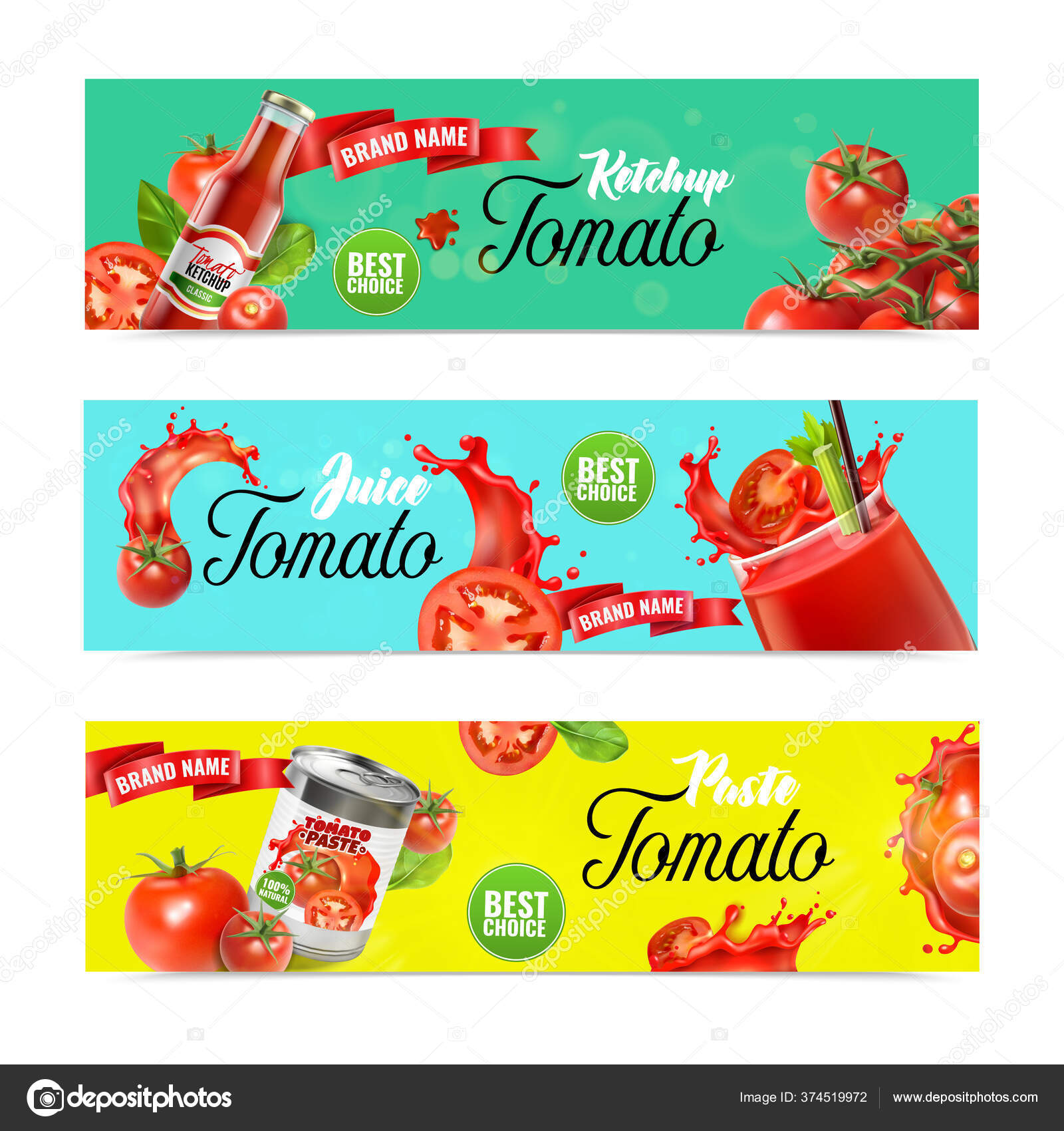 Tomato Products Banners Set Stock Vector Image by ©macrovector #374519972