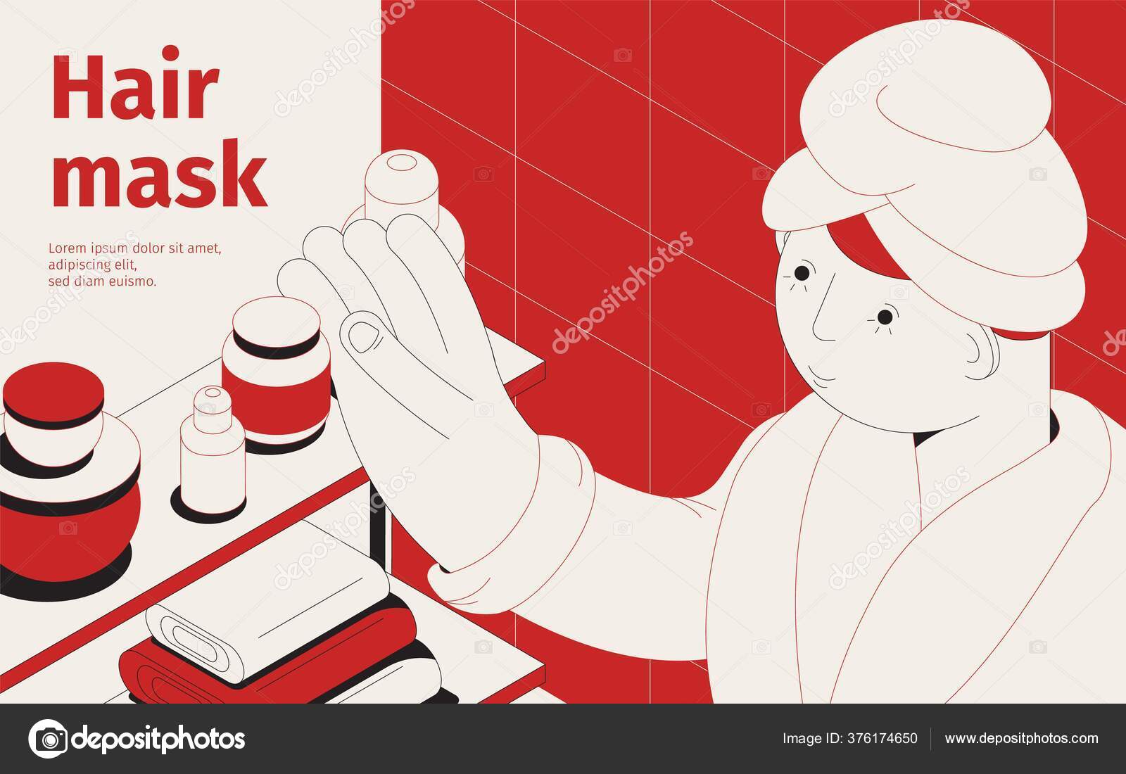 Hair Mask Isometric Background Stock Illustration by ©macrovector ...