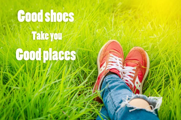Inspirational quote :Good shoes take you good places - Stock Image ...