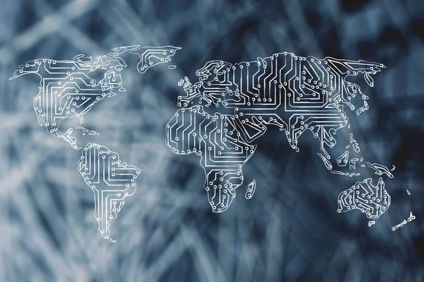 world map made of electronic microchip circuits - Stock Image - Everypixel