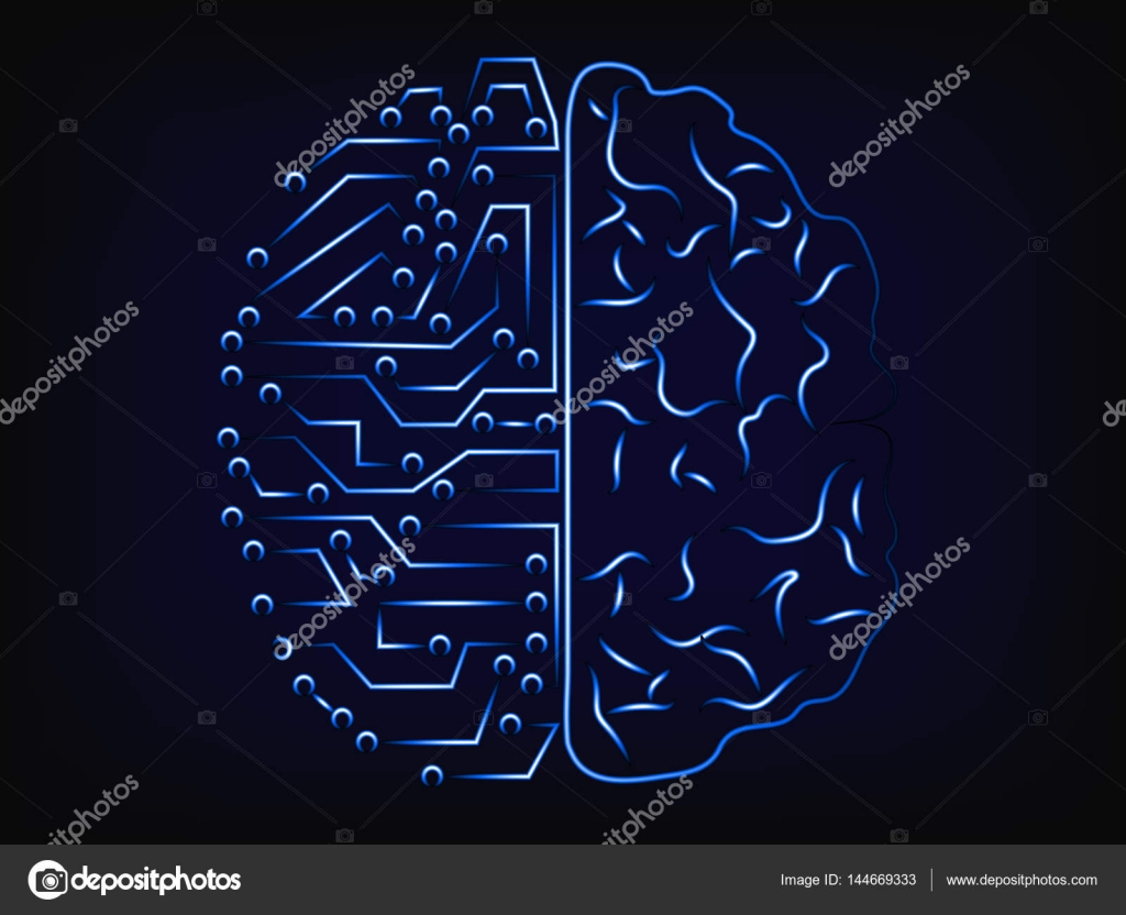 Artificial intelligence and the human mind, vector brain design Stock ...